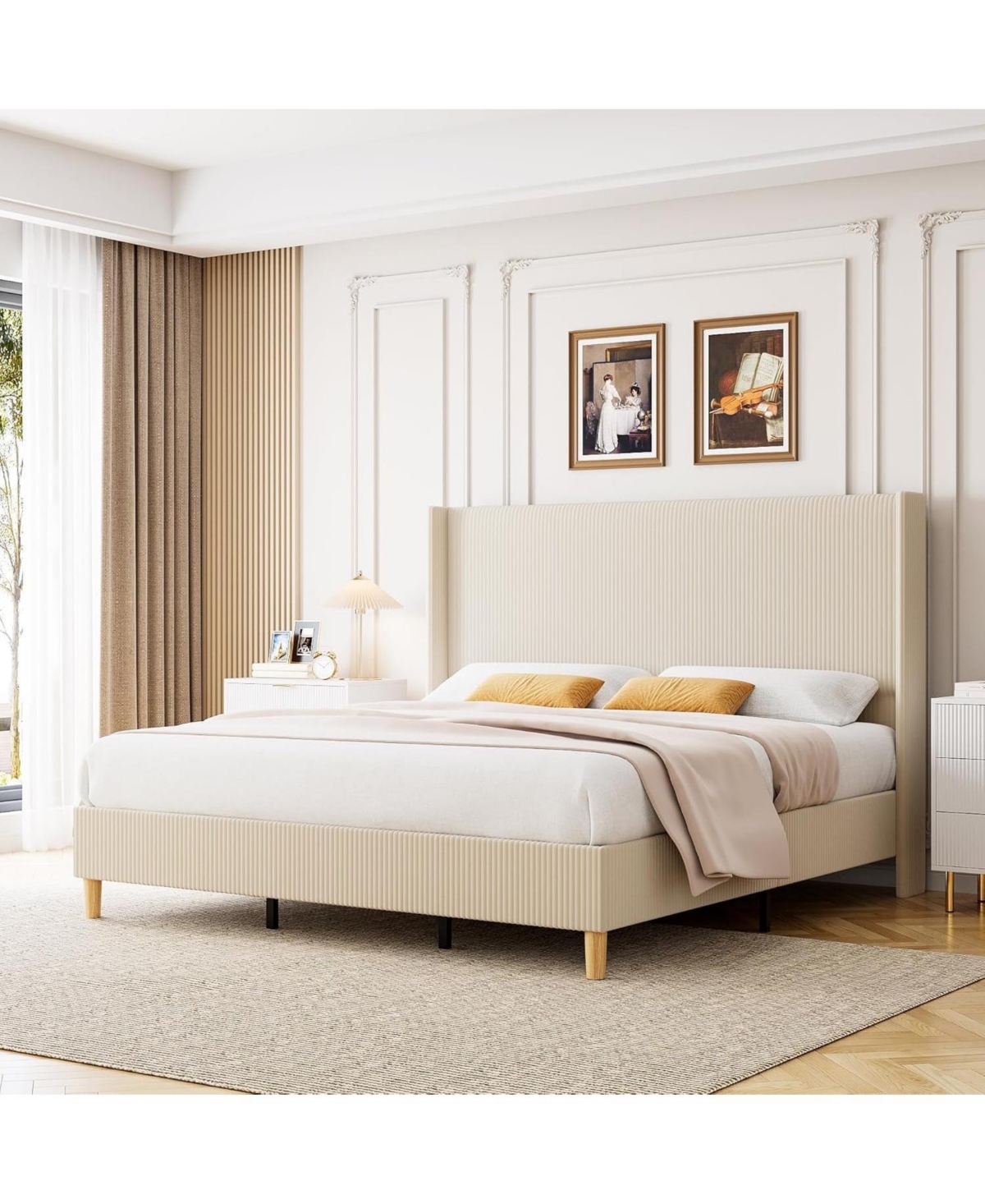 Click here for gaomon Full Corduroy Upholstered Bed Frame 51inch... prices