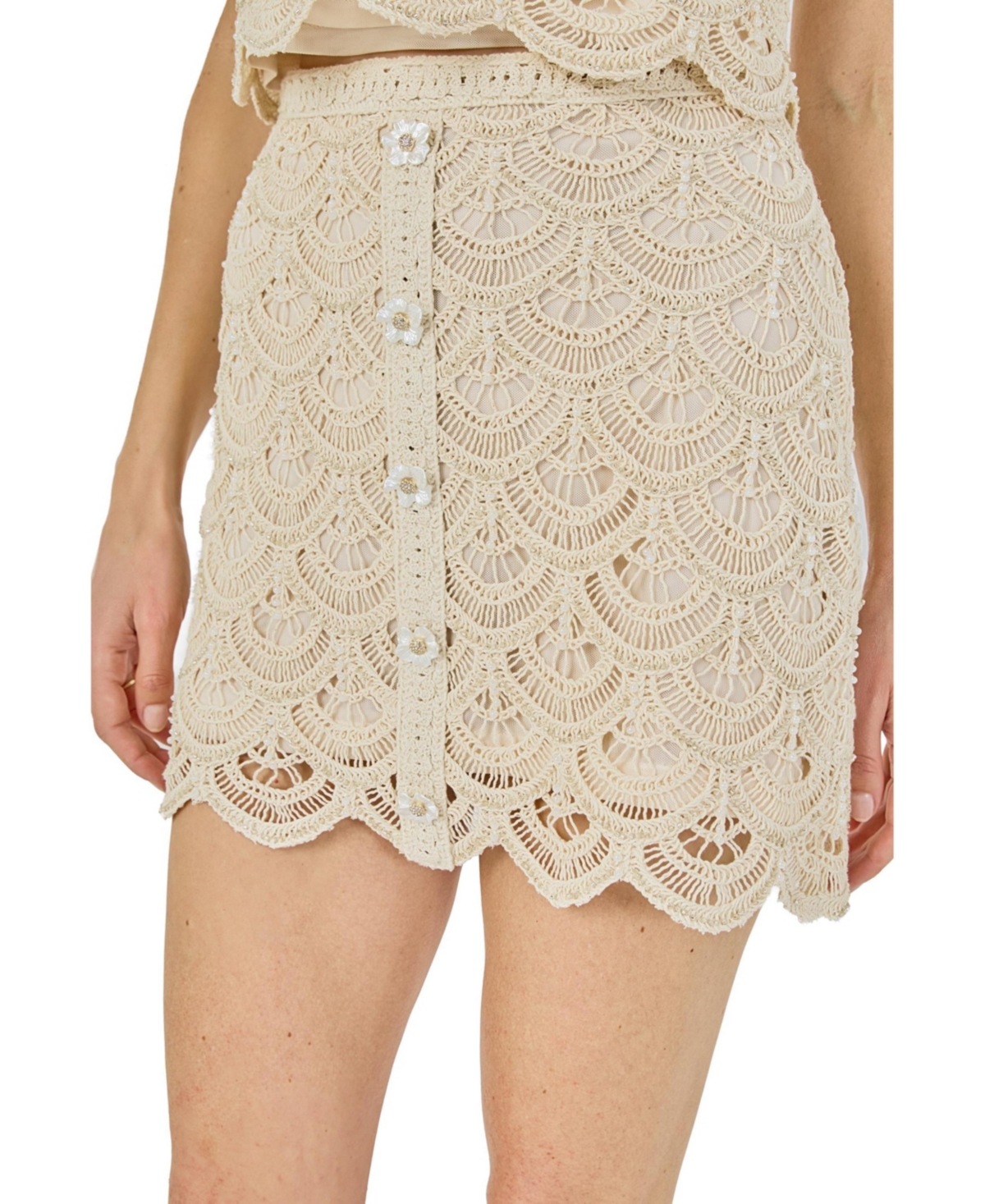 Click here for endless rose Womens Crochet Mini Skirt - Natural prices