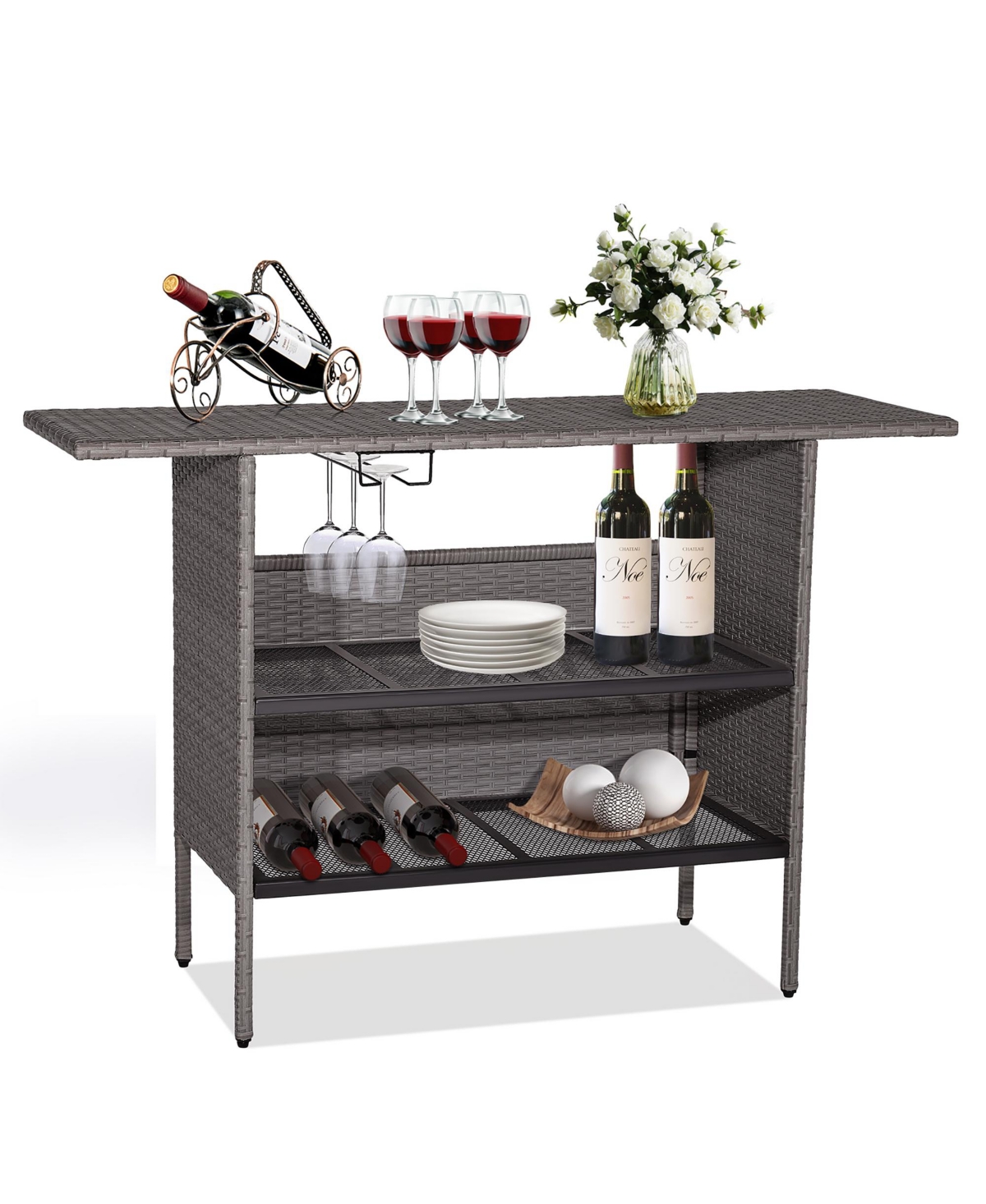 Click here for Gymax Patio Rattan Wicker Bar Height Counter Table... prices