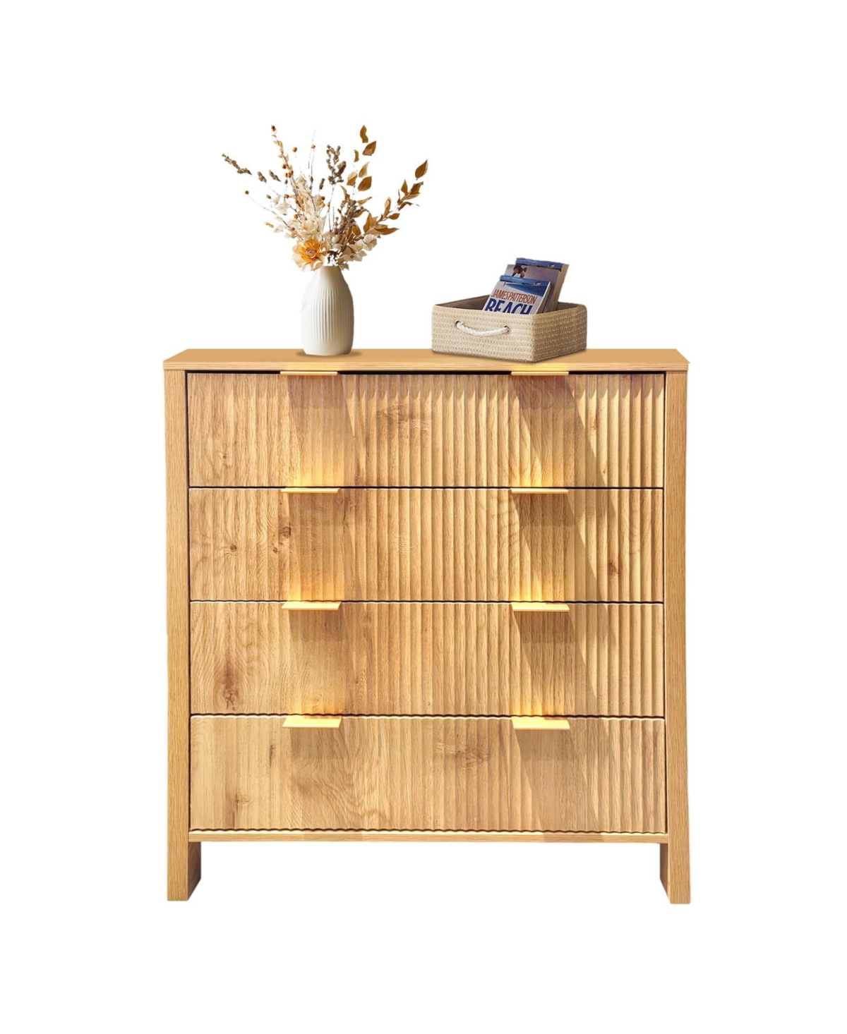 Click here for gaomon 4 Drawer Narrow Fluted Dresser  Tall Farmho... prices