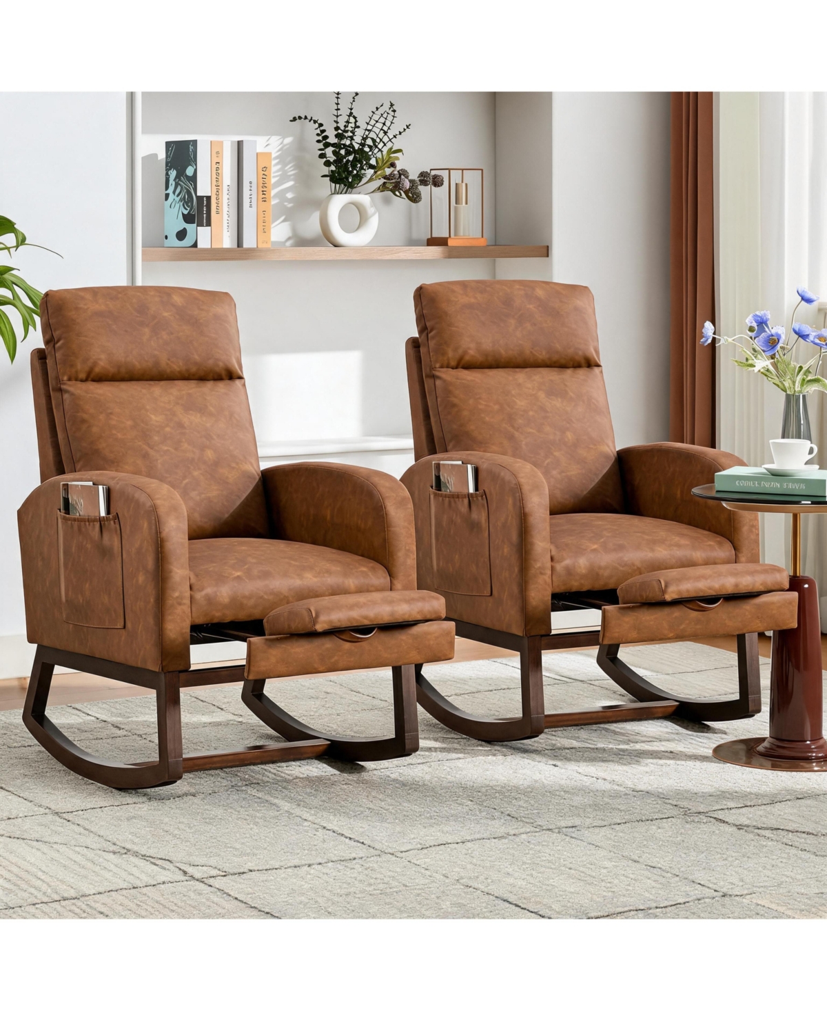 Click here for homfan Set of 2 Glider Rocking Chairs  Soft Fabric... prices