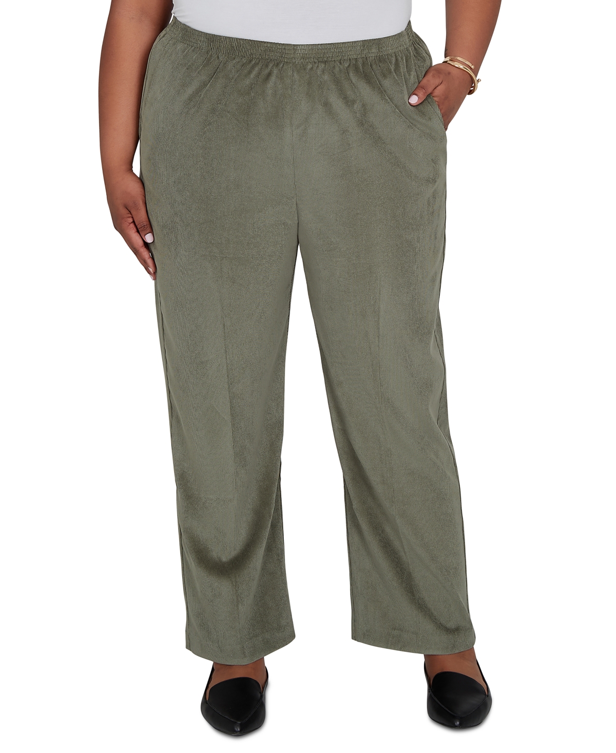 Click here for Alfred Dunner Plus Size Corduroy Elastic Waist Pan... prices