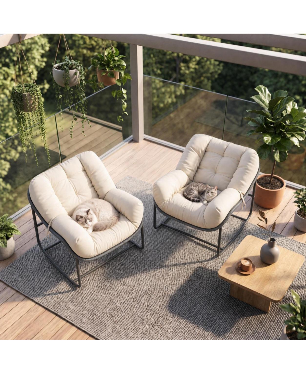 Click here for gaomon Set of 2 Single Rocking Chair  Iron Frame P... prices