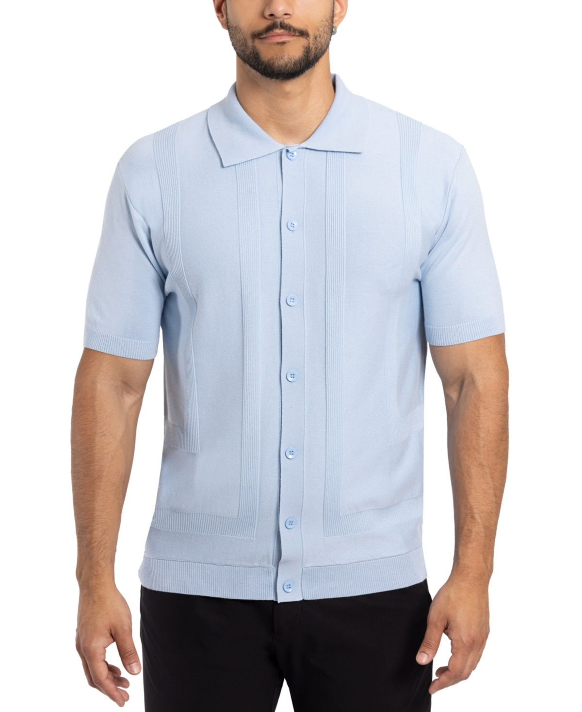 Click here for Spring + Mercer Mens Classic Ribbed Texture Polo S... prices