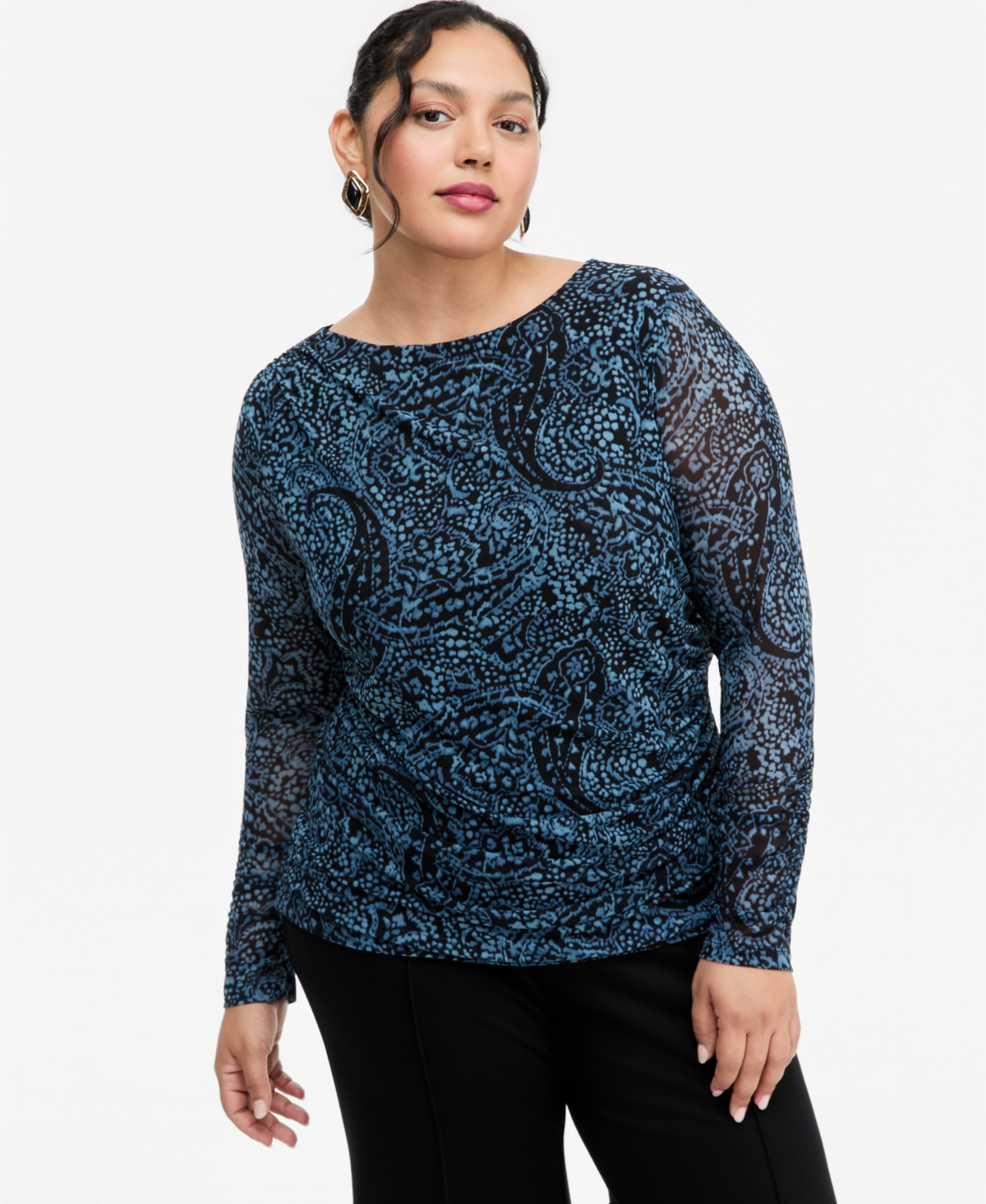 Click here for I.n.c. International Concepts Plus Size Ruched Lon... prices