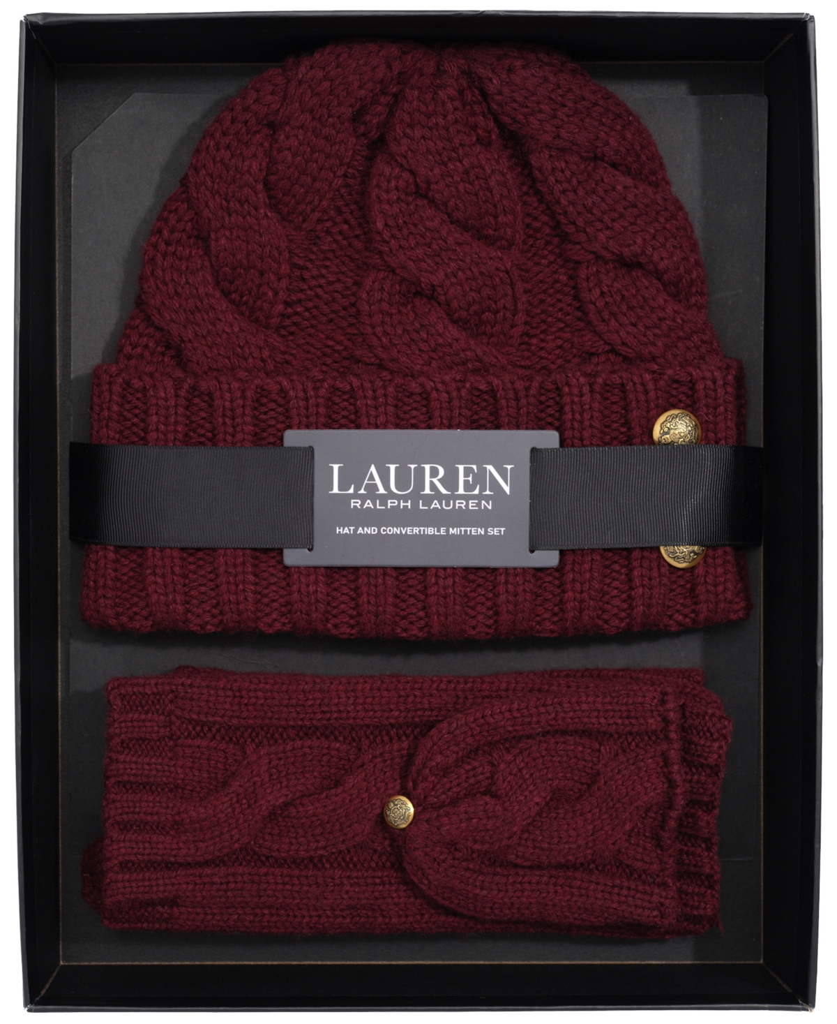 Click here for Lauren Ralph Lauren Convertible Cable Beanie and M... prices