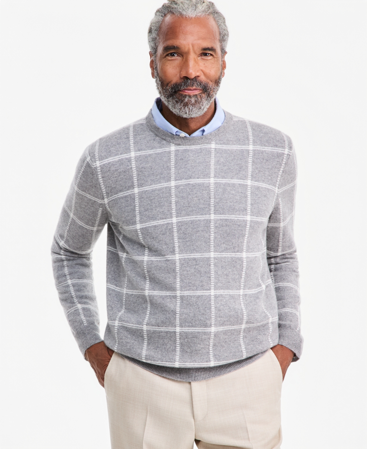 Click here for Club Room Mens Cashmere Windowpane Crewneck Sweate... prices