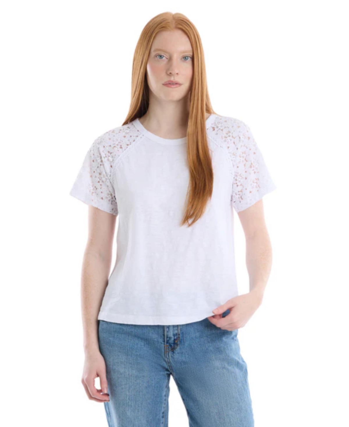 Click here for Wilt Womens Lace Raglan Sleeve Tee - White. prices