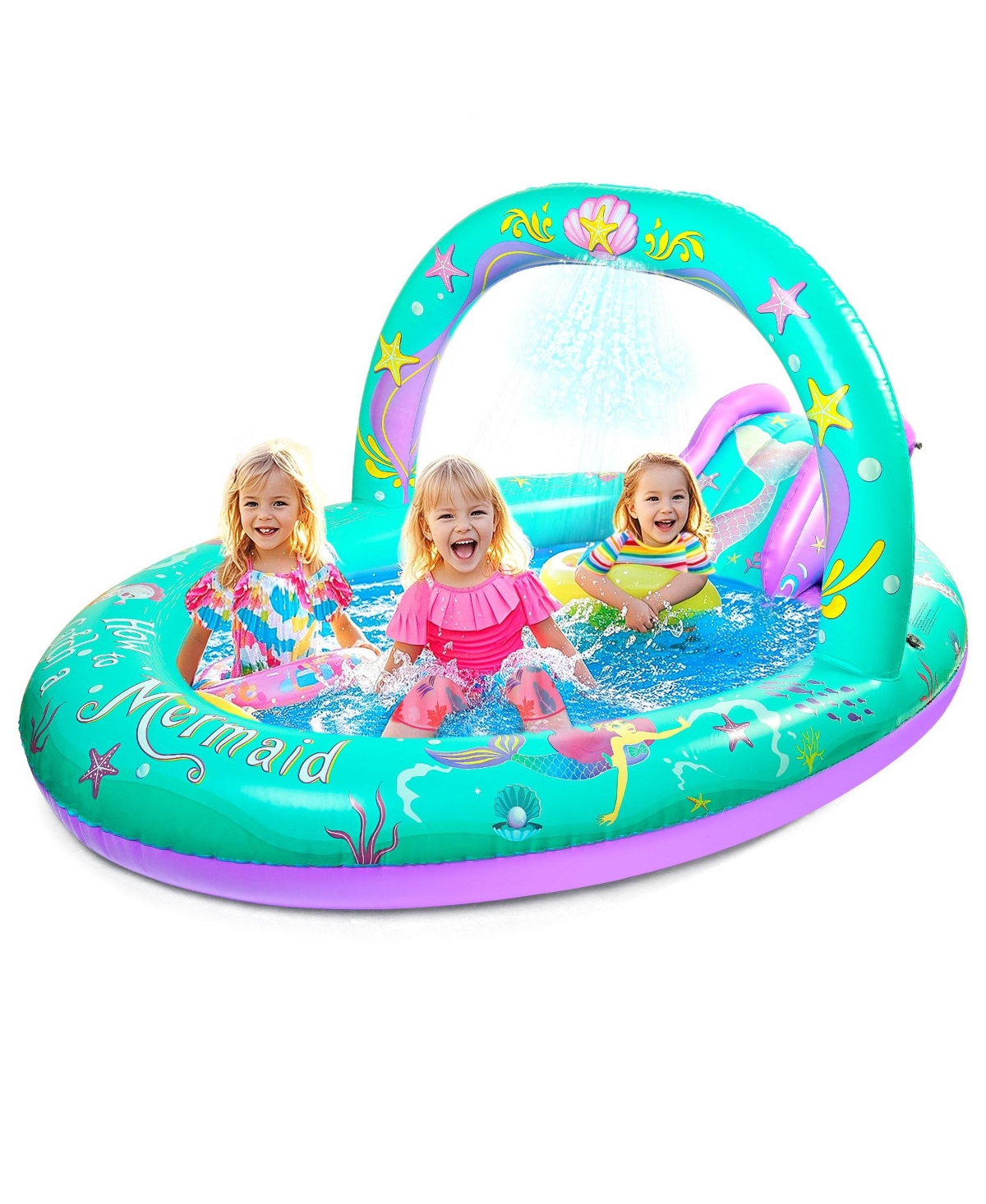 Click here for Aofar 96Mermaid Inflatable Pool Slide Sprinkler Ya... prices