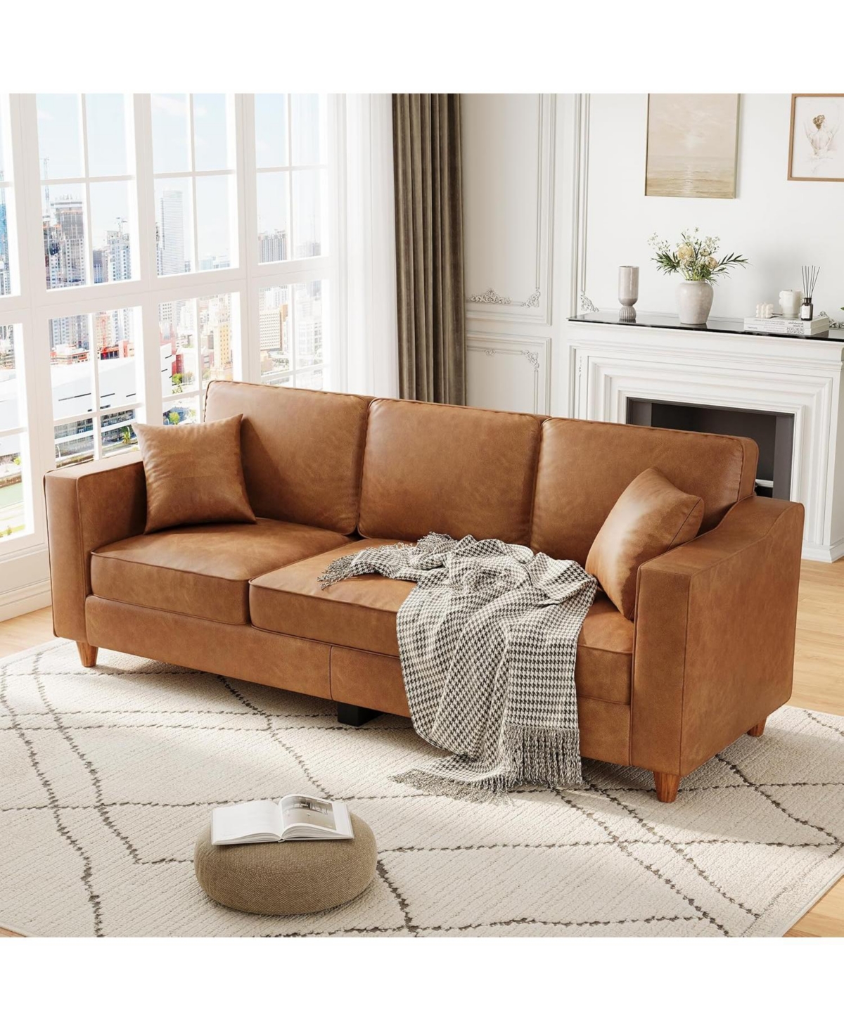 Click here for gaomon 85 Inches 3-Seater Sofa Couch with 2 Throw... prices