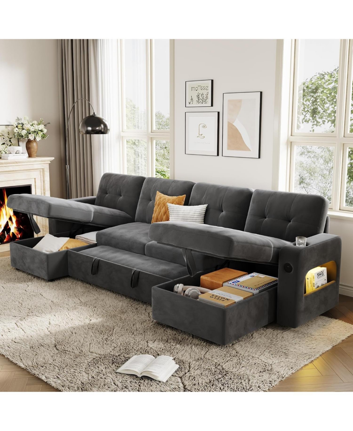 Click here for gaomon Modular Sofa with Storage  107 Sleeper Sofa... prices
