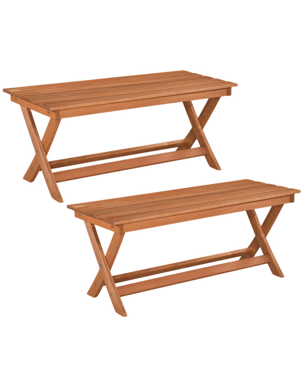 Click here for Slickblue Set of 2 Wooden Patio Bench for 2 People... prices