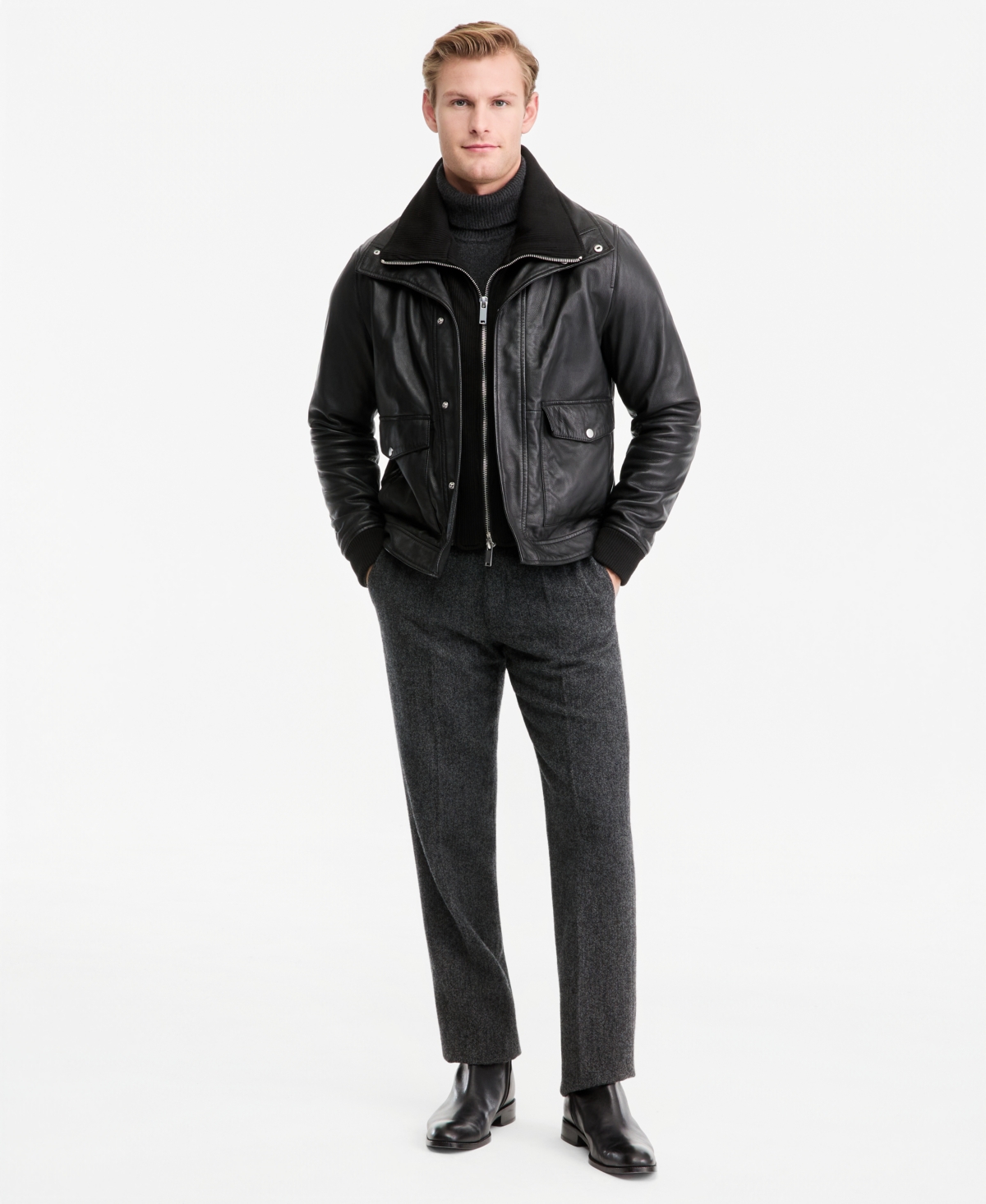 Click here for Bagatelle Mens Bomber Jacket with Sweater Bib Inse... prices