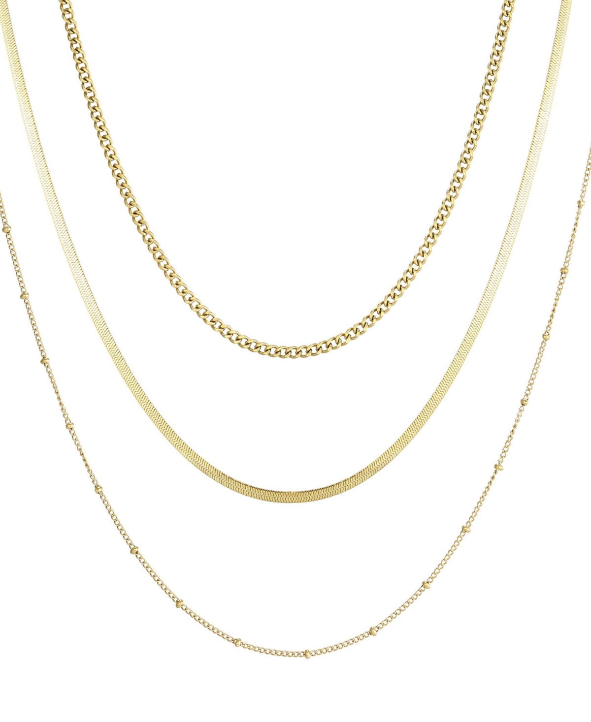 Click here for Adornia Tarnish Resistant Gold Set of 3 Chain Neck... prices