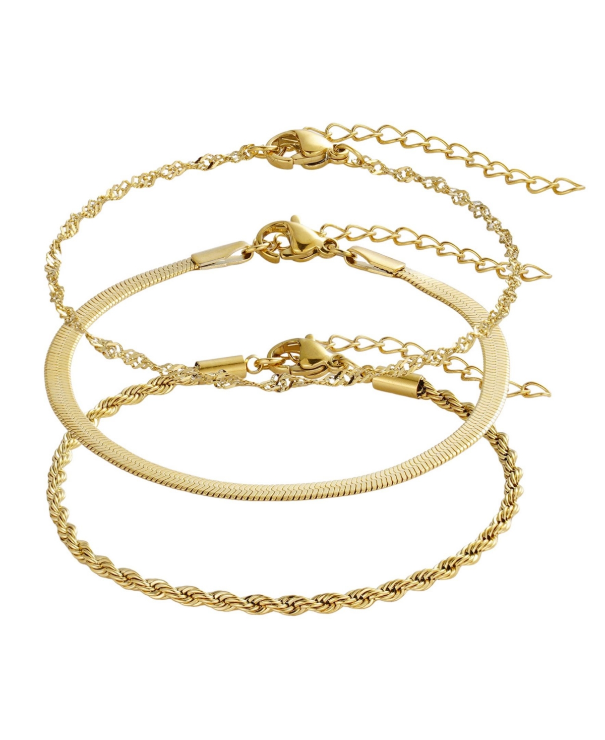 Click here for Adornia Tarnish Resistant Gold Set of 3 Chain Brac... prices