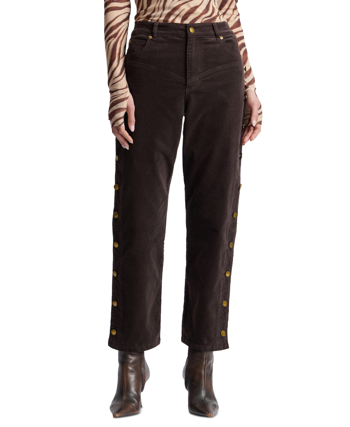 Click here for Avec Les Filles Womens High-Rise Yoke Detail Pants... prices