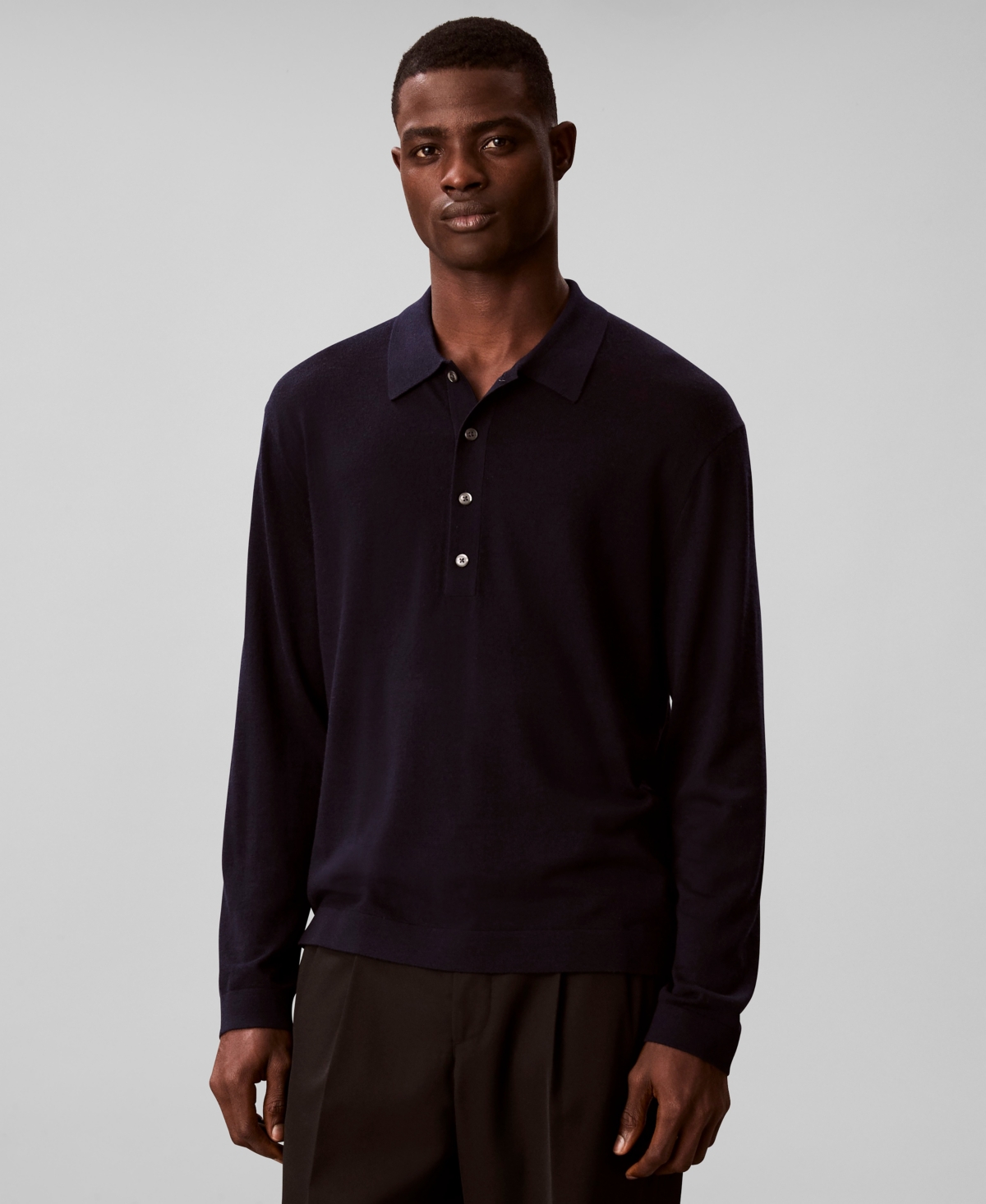 Click here for Calvin Klein Mens Extra Fine Merino Polo Sweater -... prices