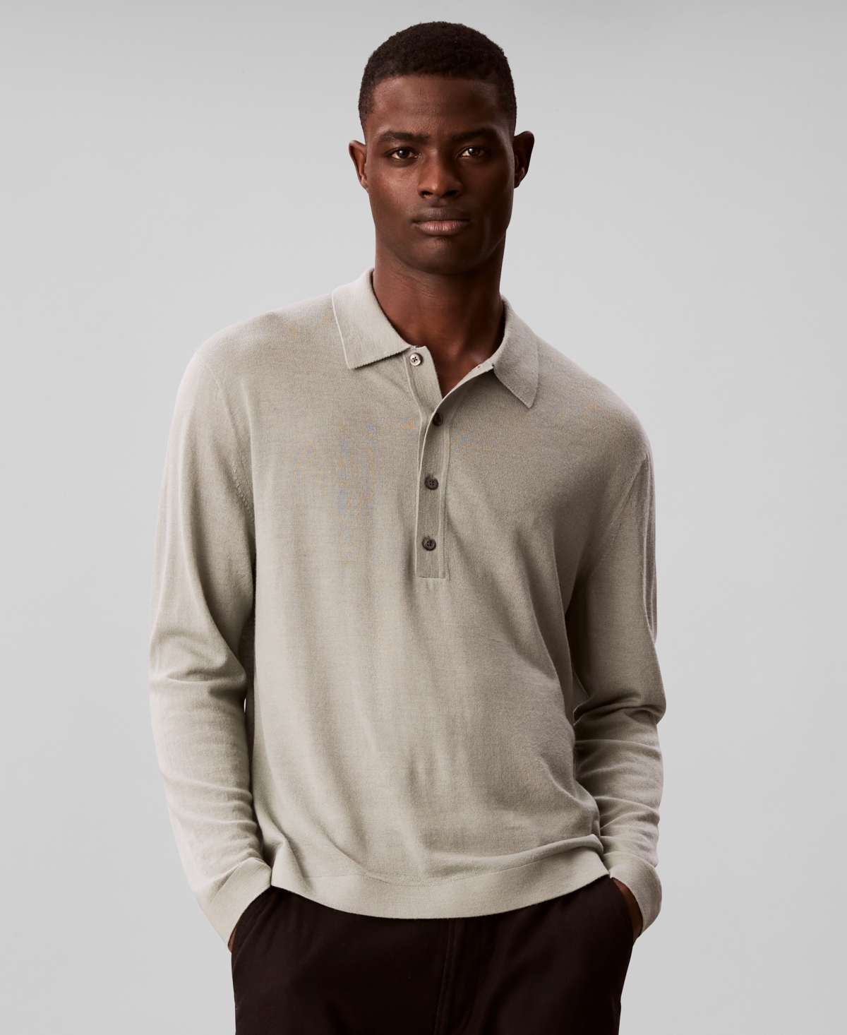 Click here for Calvin Klein Mens Extra Fine Merino Polo Sweater -... prices