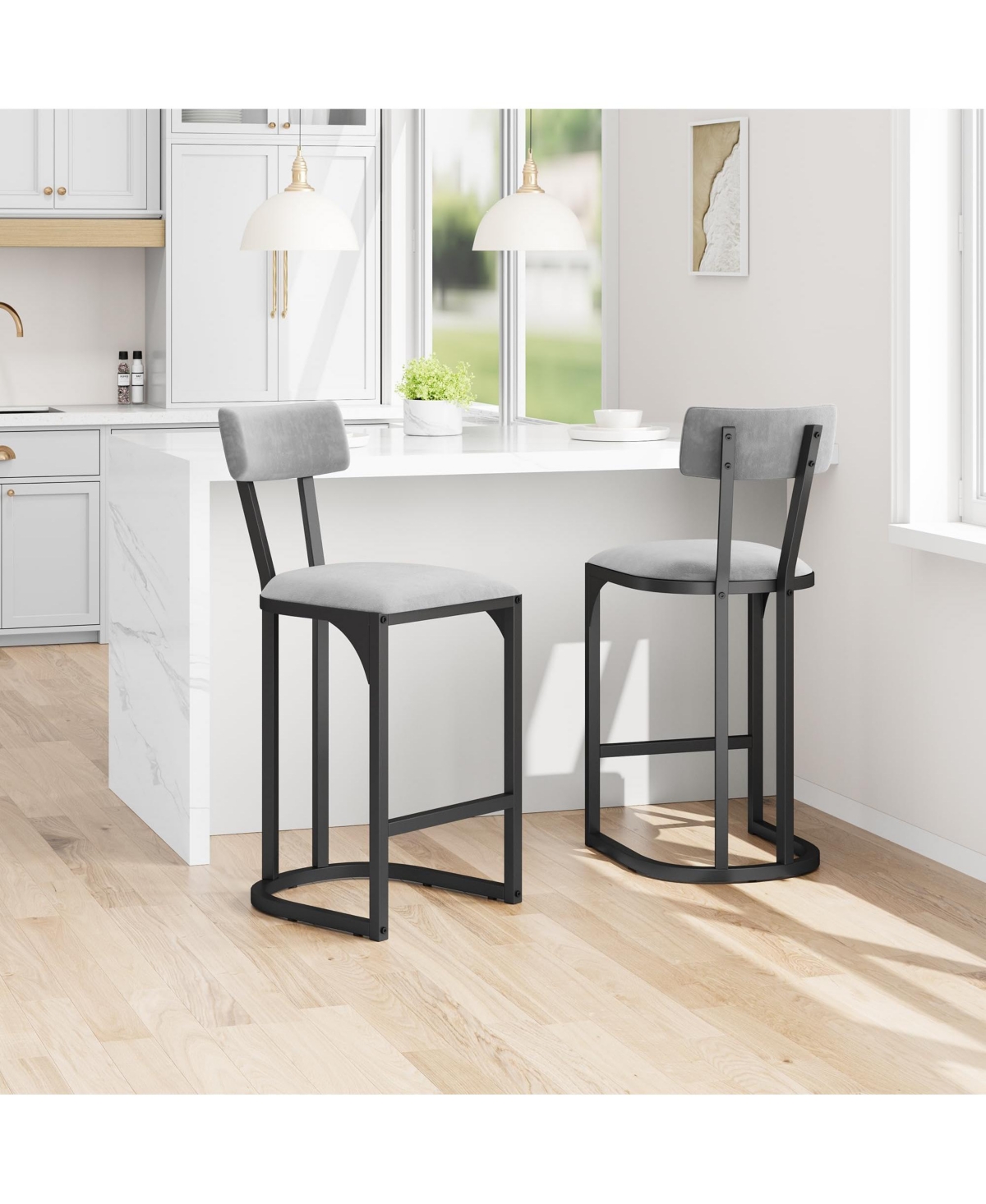 Click here for homfan Set of 2 35 Inch Bar Stools with Flannel Up... prices