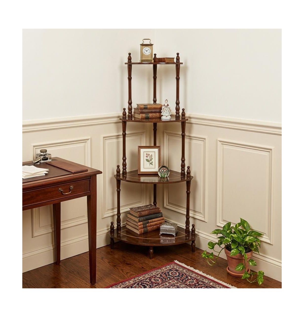 Click here for HomeRoots Wood Four Tier Corner Bookcase - No prices