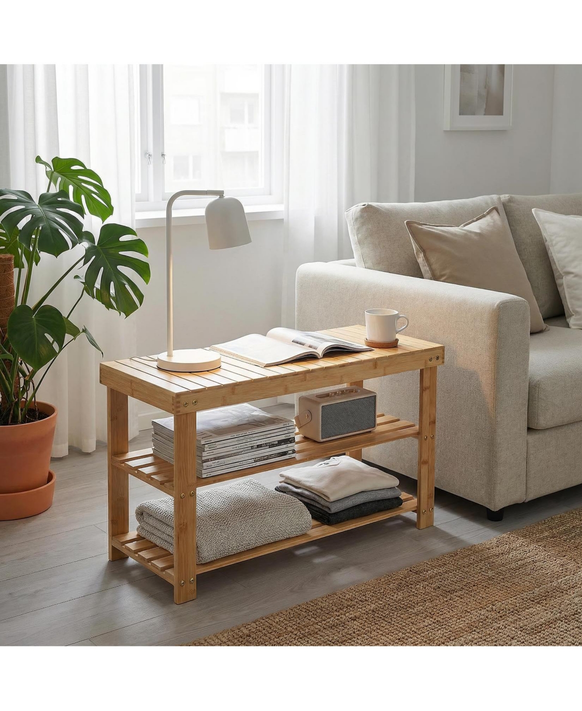 Click here for homfan 3-Tier Natural Bamboo Shoe Bench  Heavy Dut... prices