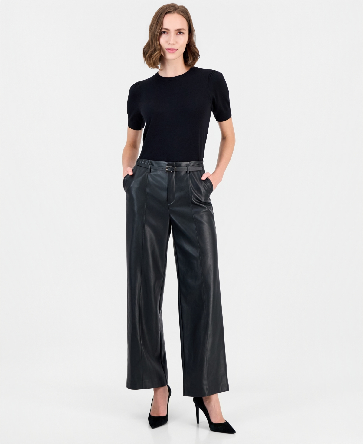 Click here for T Tahari Womens Pull-On High-Waisted Slim-Straight... prices