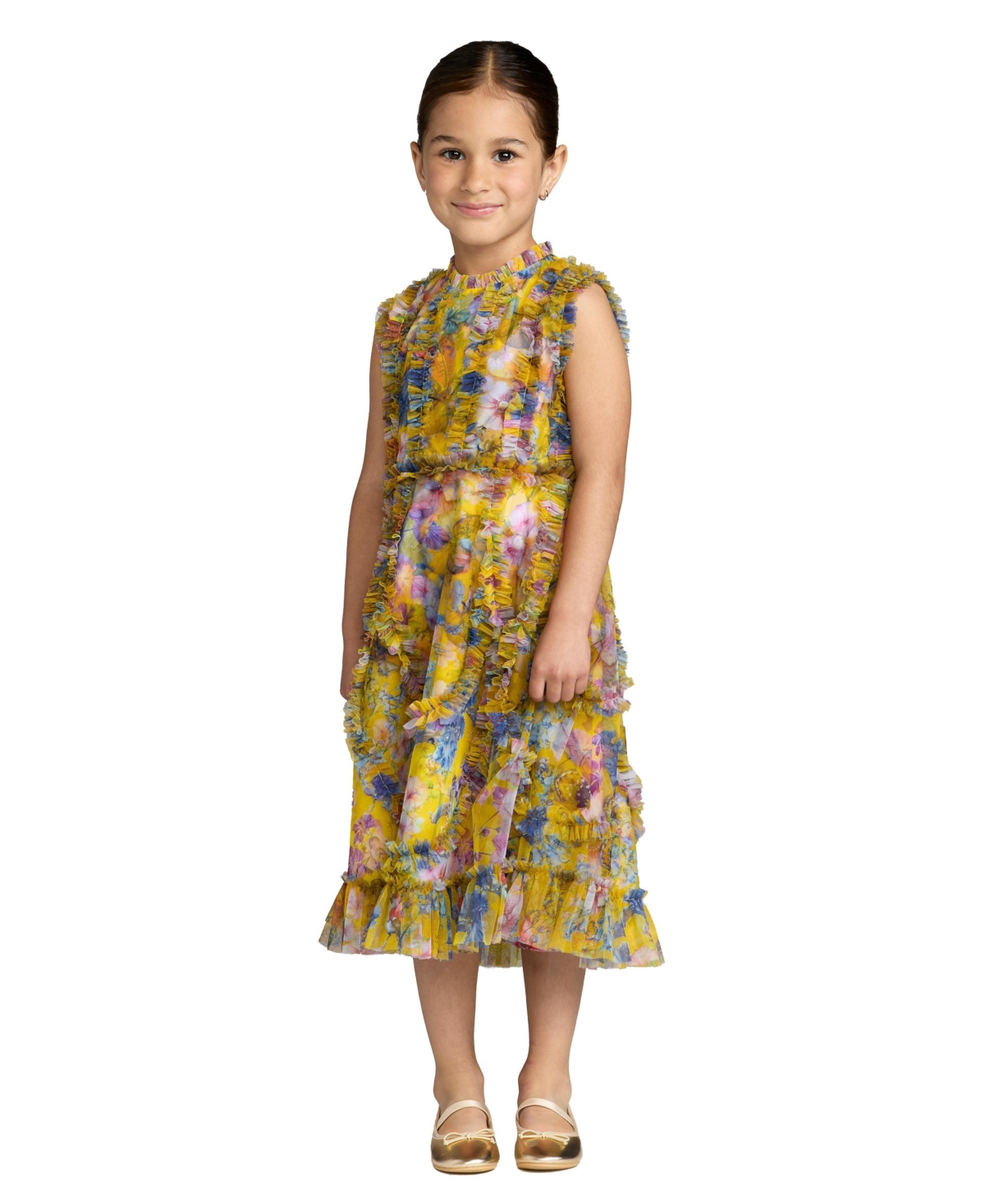 Click here for Mac Duggal Girls 2-14 Sleeveless Mesh Ruffle High... prices