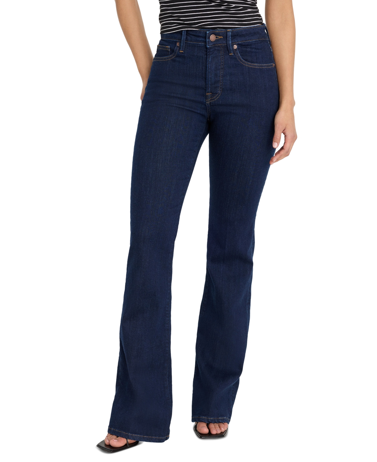 Click here for Good American Womens Mid-Rise Flared Jeans  Regula... prices