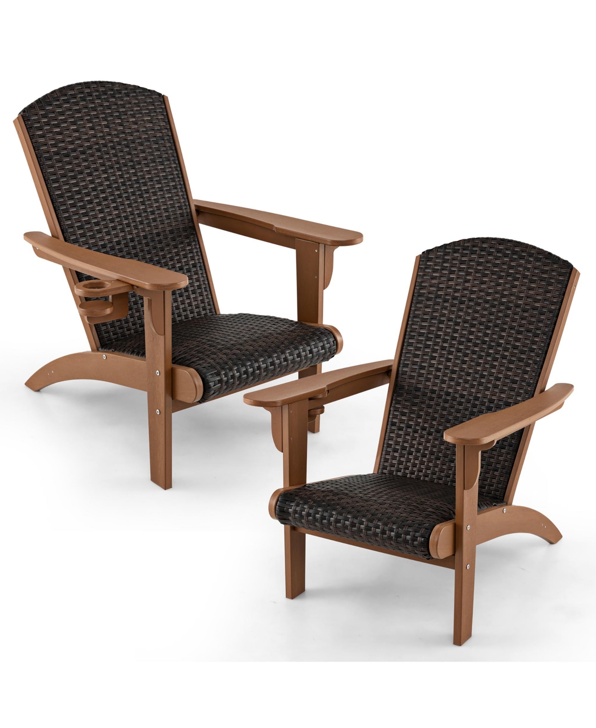 Click here for Gymax Set of 2 Adirondack Chair with Rattan Padded... prices