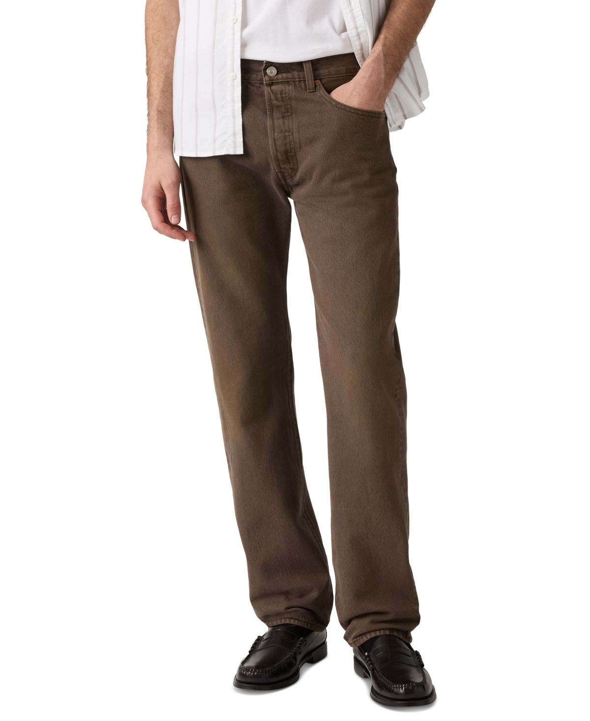 Click here for Levis Mens 501 Regular-Fit Button Fly Jeans - Brow... prices