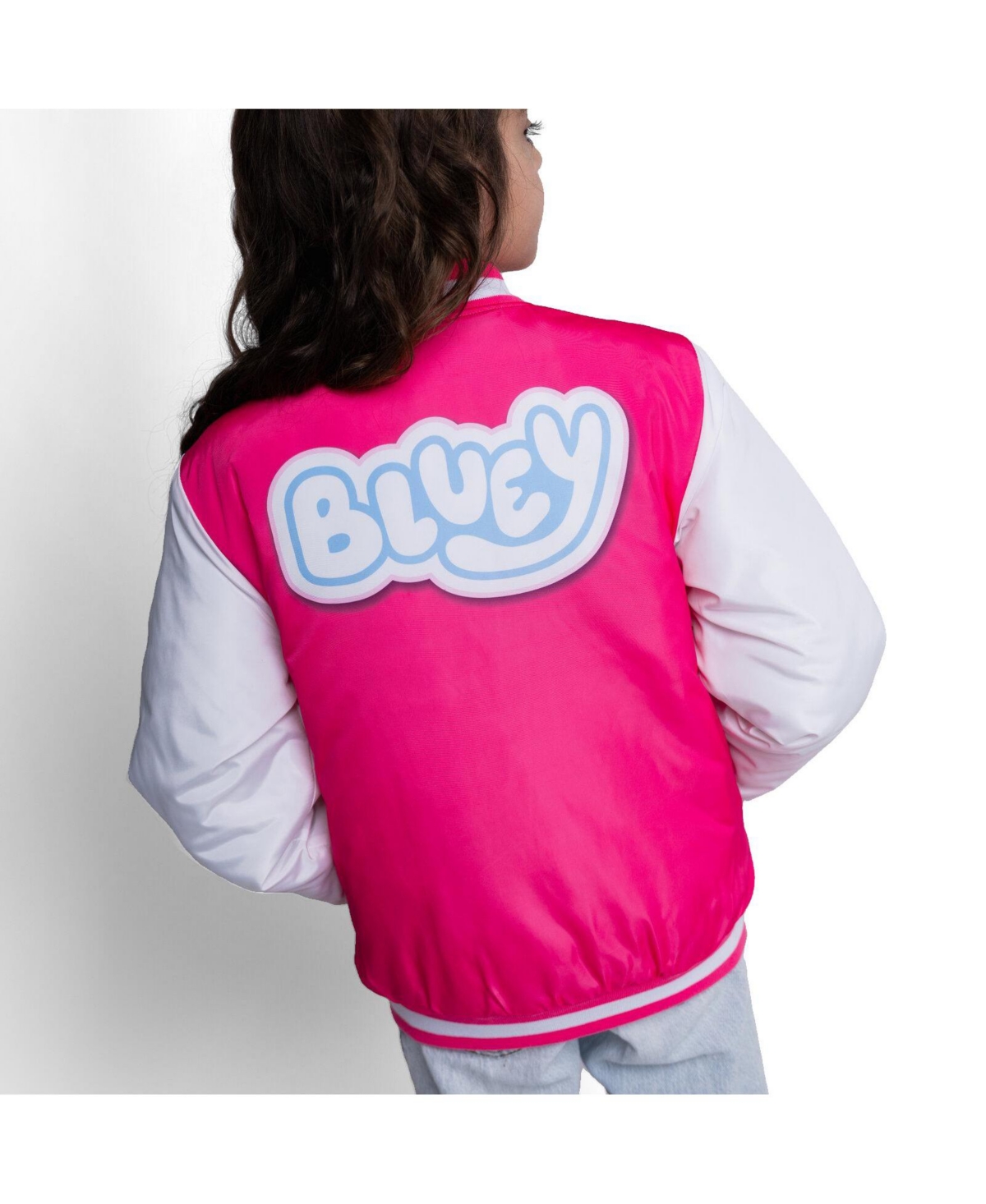Click here for Bluey Toddler Girls Varsity Bomber Jacket - Pink b... prices