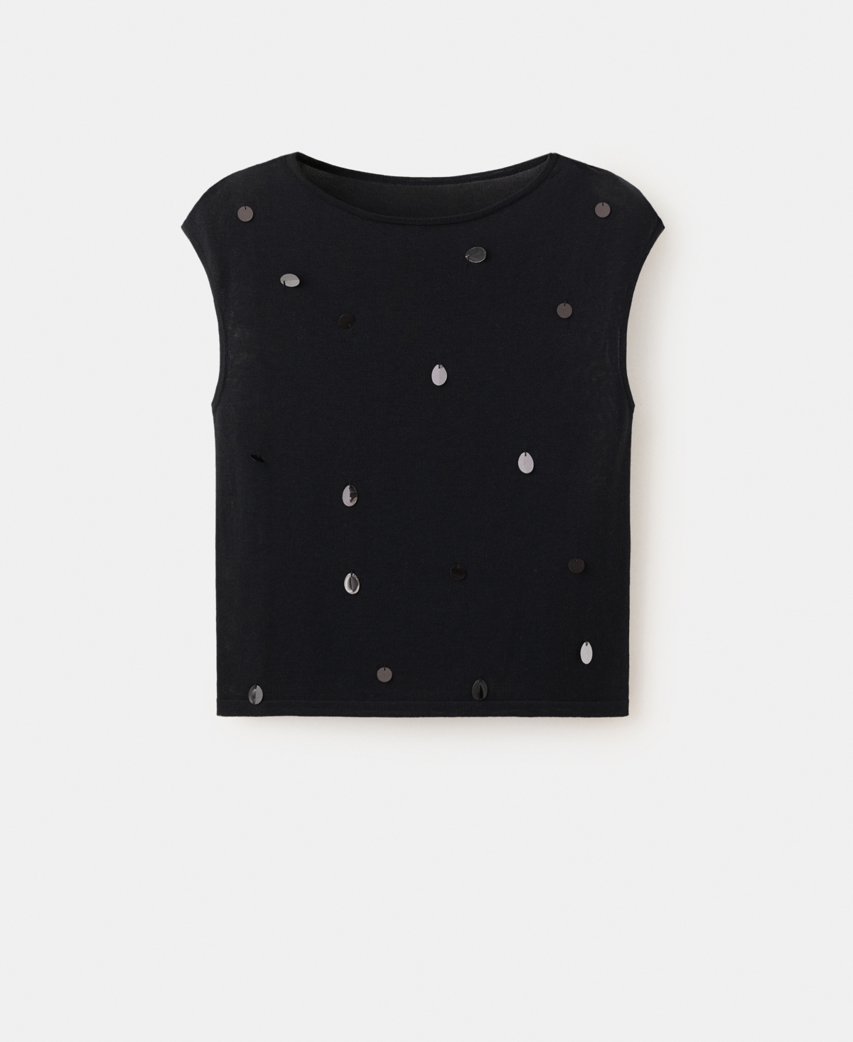 Click here for Mango Womens Short-Sleeve Sequined Top - Black prices