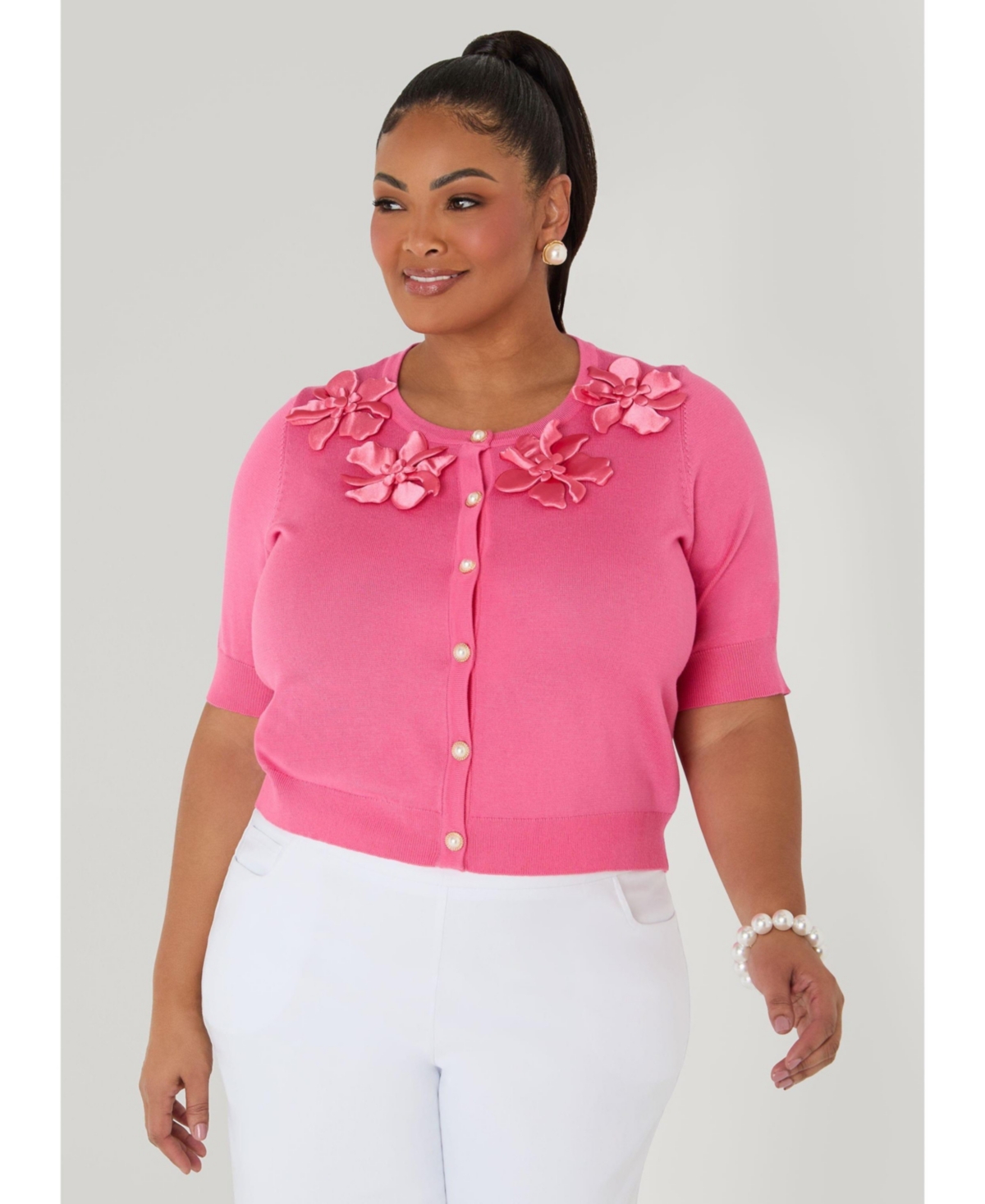 Click here for Ashley Stewart Womens Plus Size Satin Floral Appli... prices