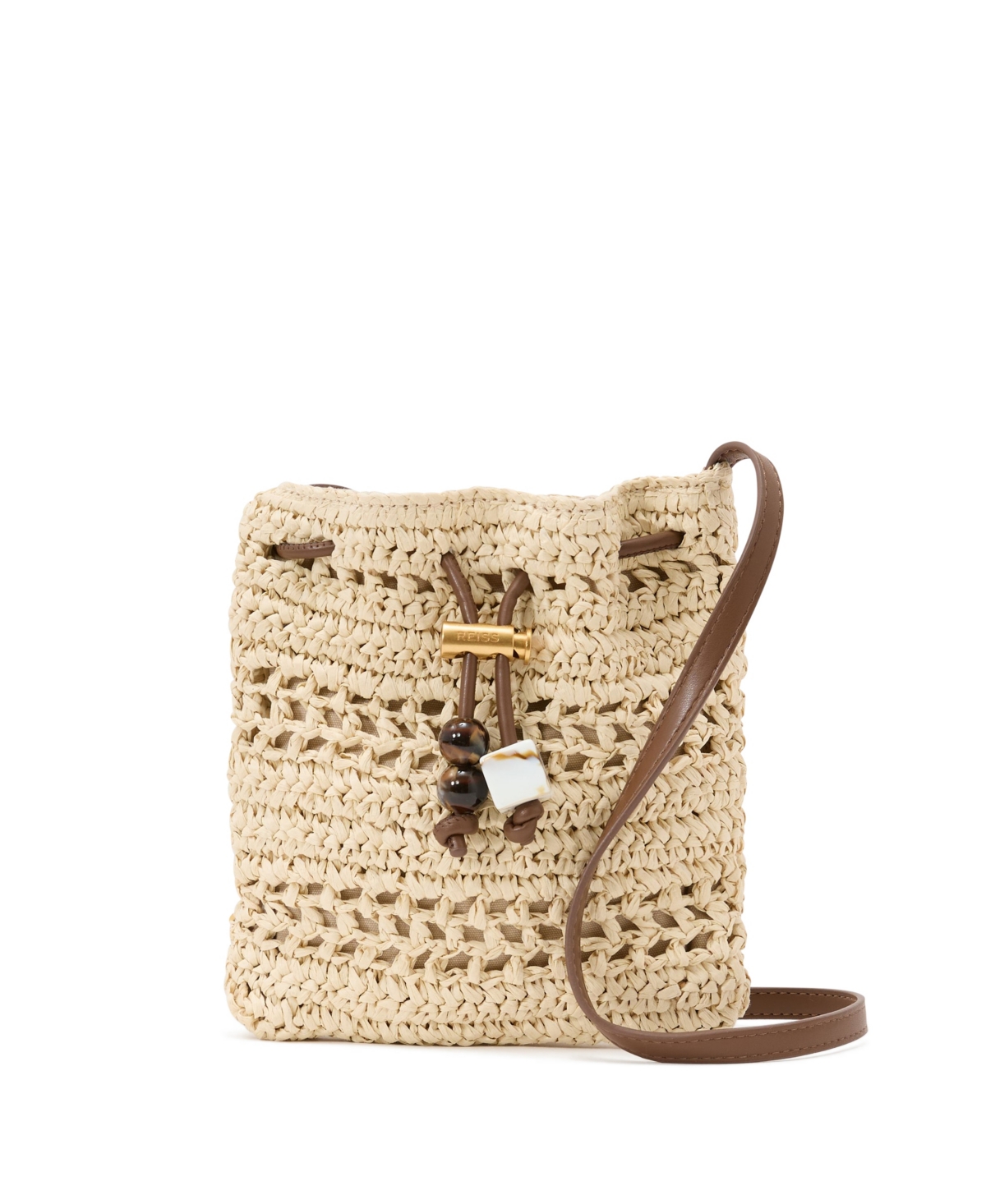 Click here for Reiss Womens Esme Raffia Effect Mini Cross-Body Ha... prices