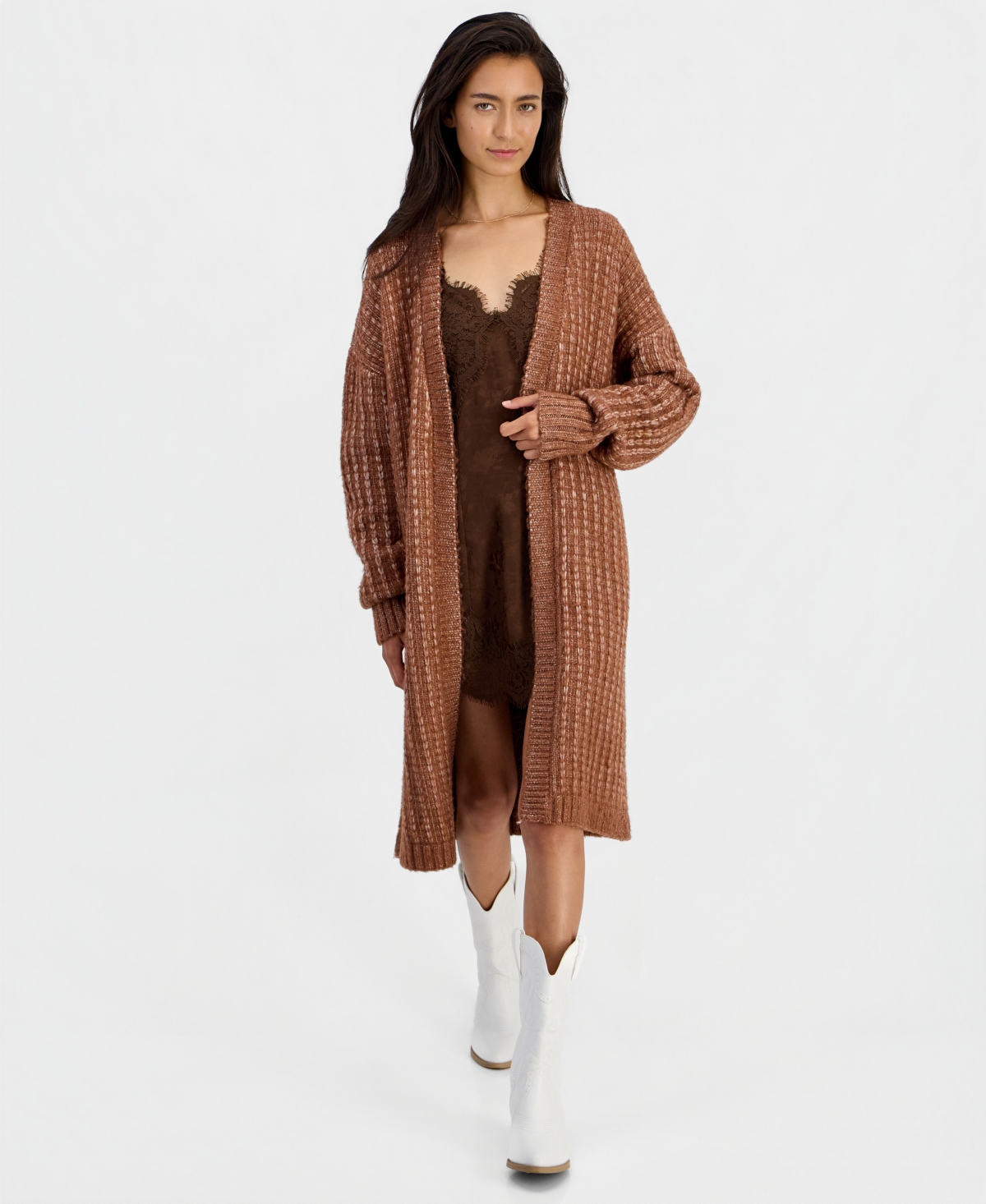 Click here for And Now This Womens Duster Open-Front Ribbed-Knit... prices