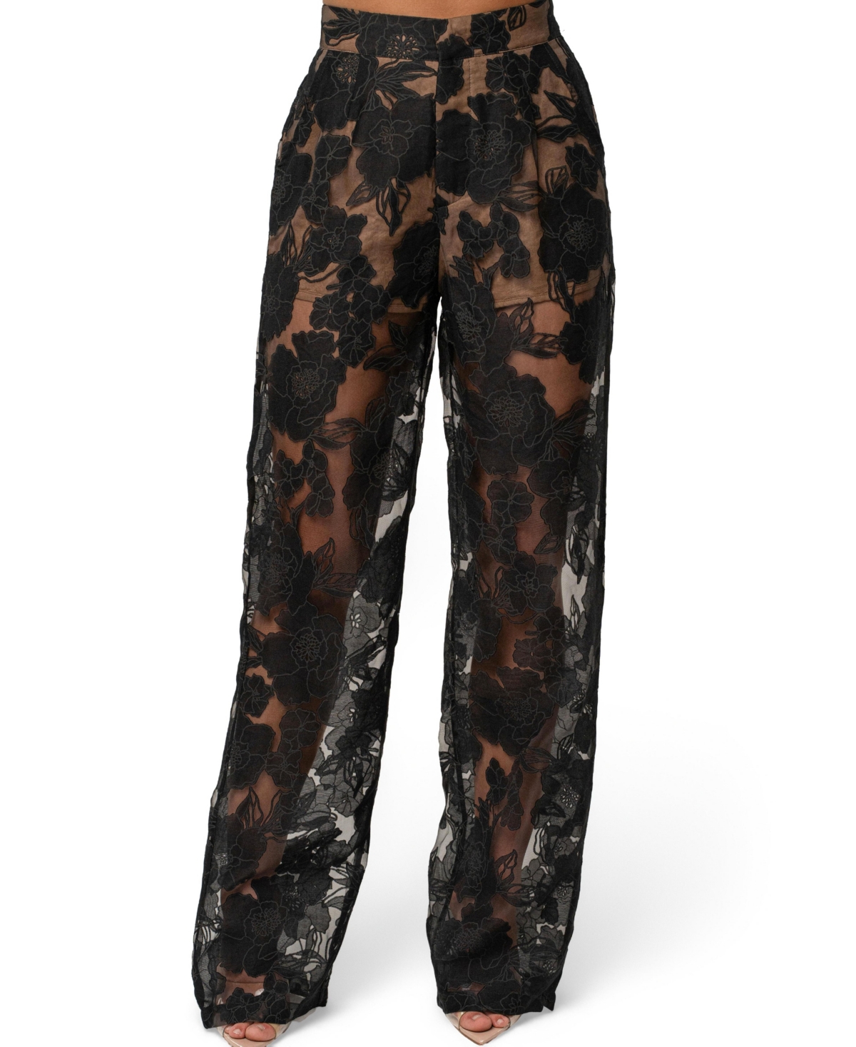 Click here for Jluxlabel Womens Organza Floral Pant - Black prices
