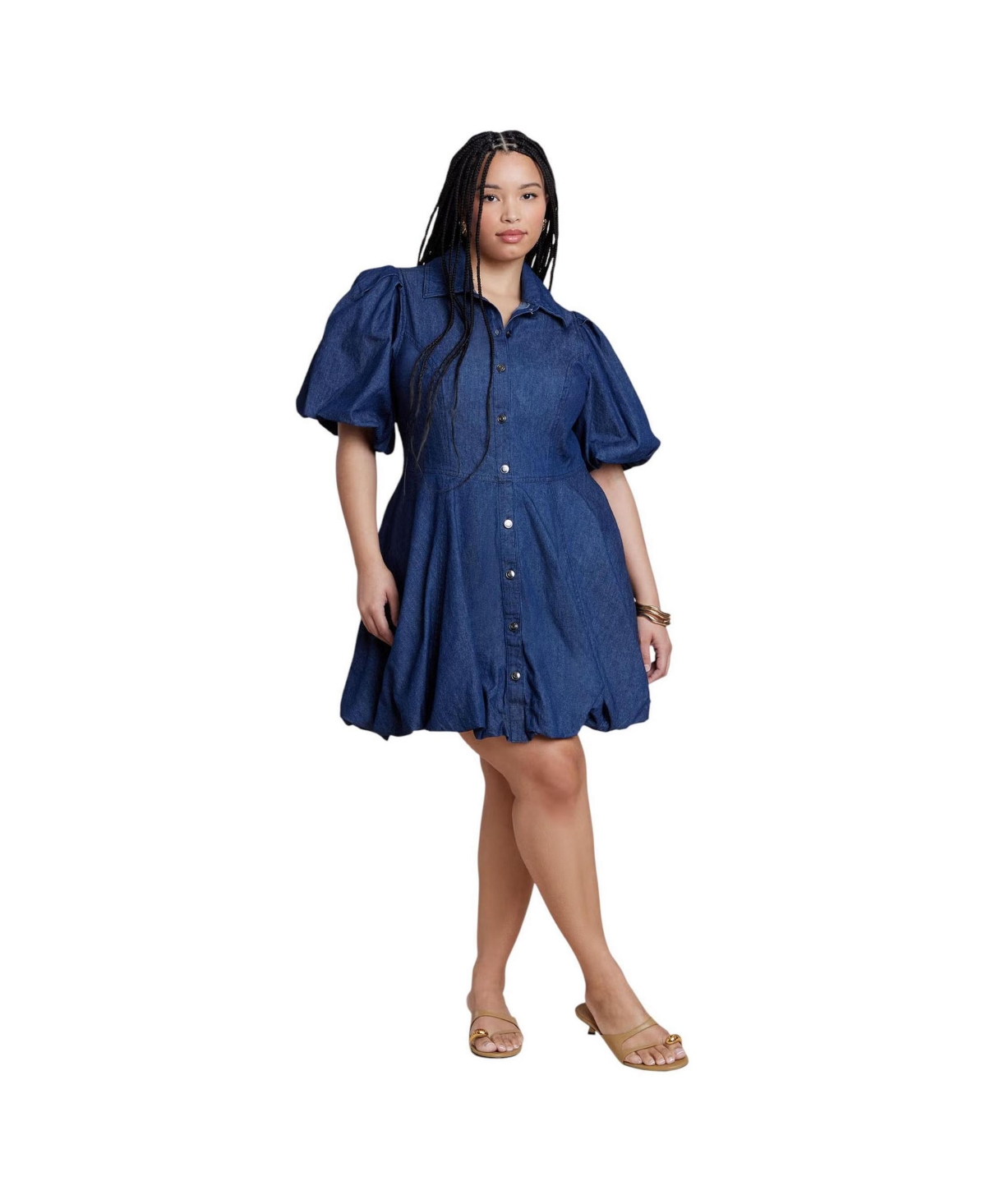 Click here for Eloquii Womens Bubble Detail Denim Mini Dress - Da... prices