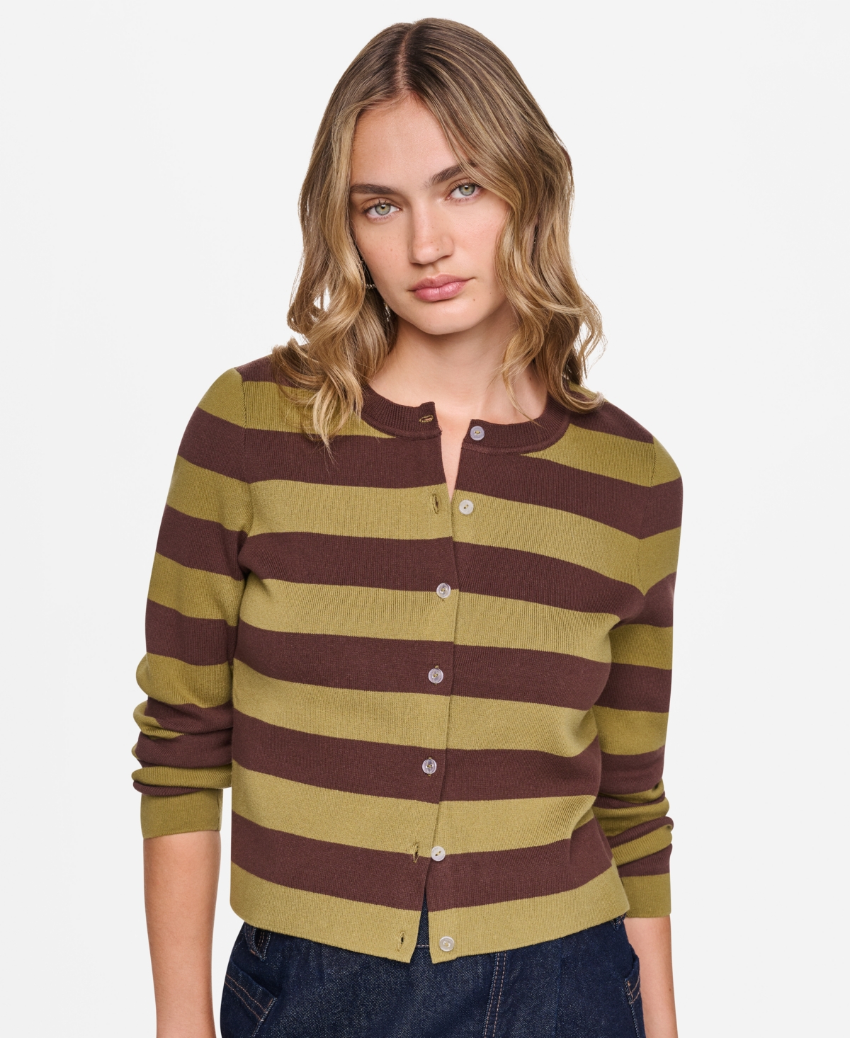 Click here for Dkny Jeans Womens Striped Cropped Cardigan Sweater... prices