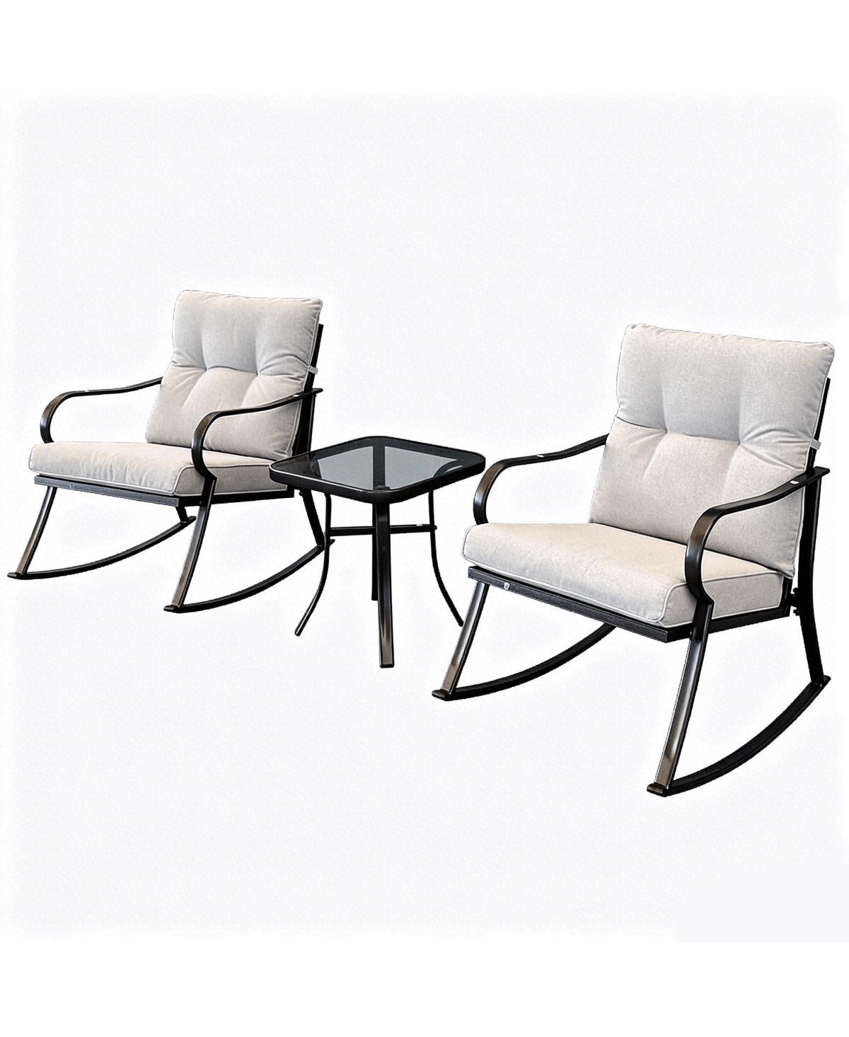 Click here for Yiortwo 3 Piece Patio Rocking Chair Set with Cushi... prices