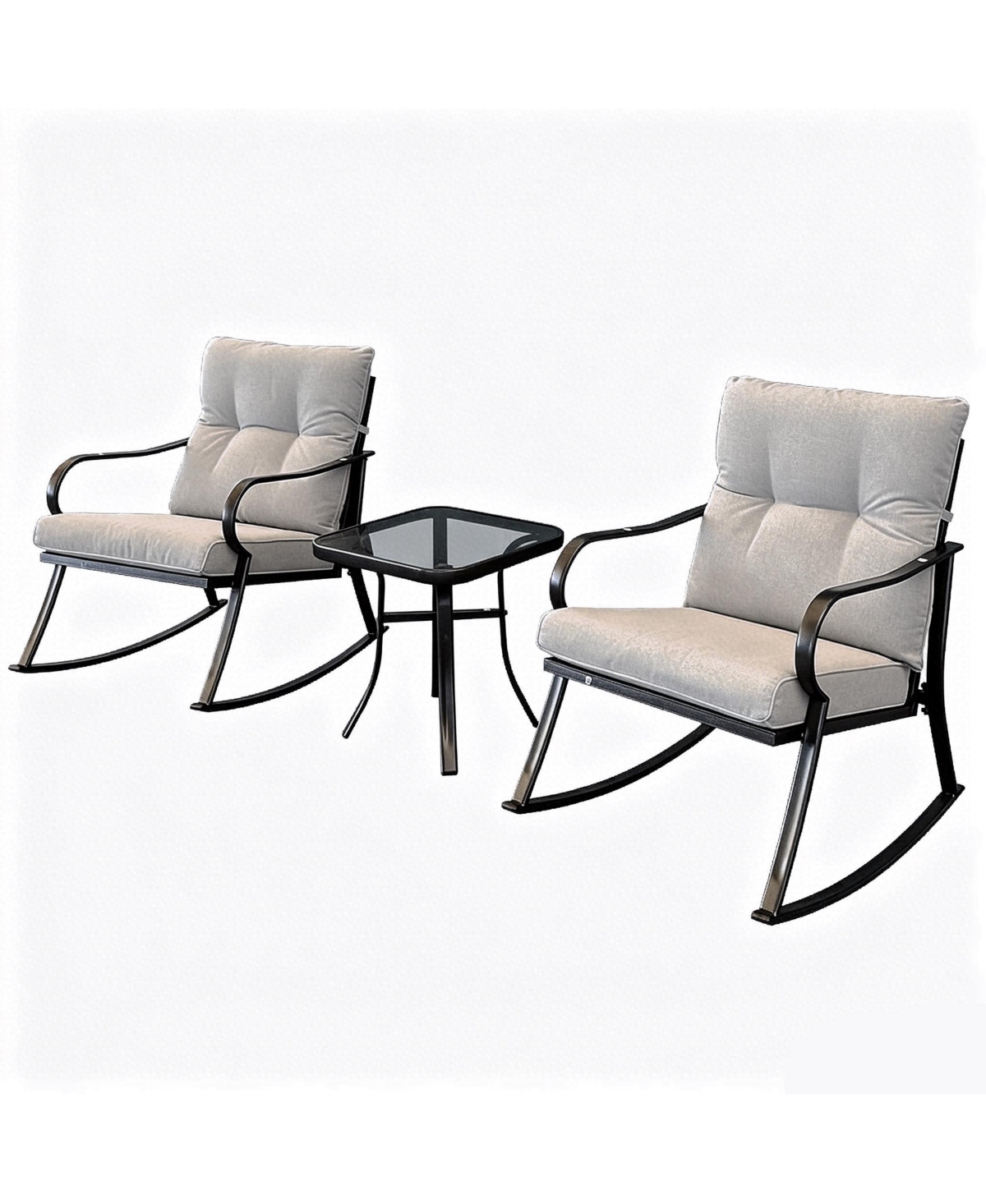Click here for Yiortwo 3 Piece Patio Rocking Chair Set with Cushi... prices