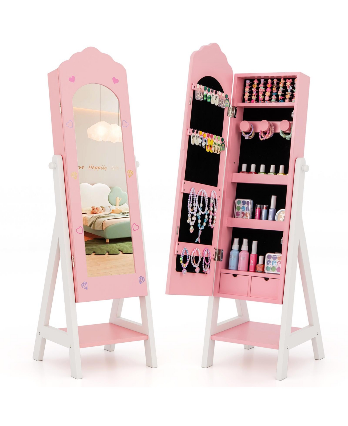 Click here for Costway Kids Jewelry Cabinet with Full-Length Mirr... prices