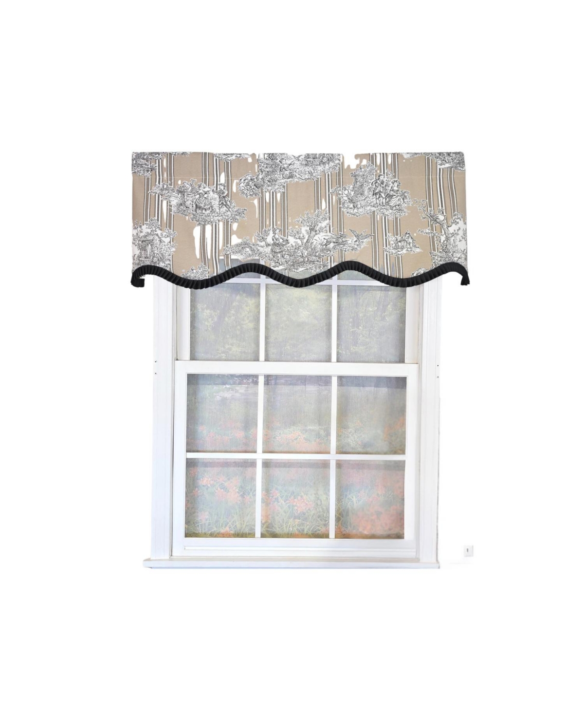 Click here for Rlf Home Caceres Stripe Trimmed Cornice Window Val... prices