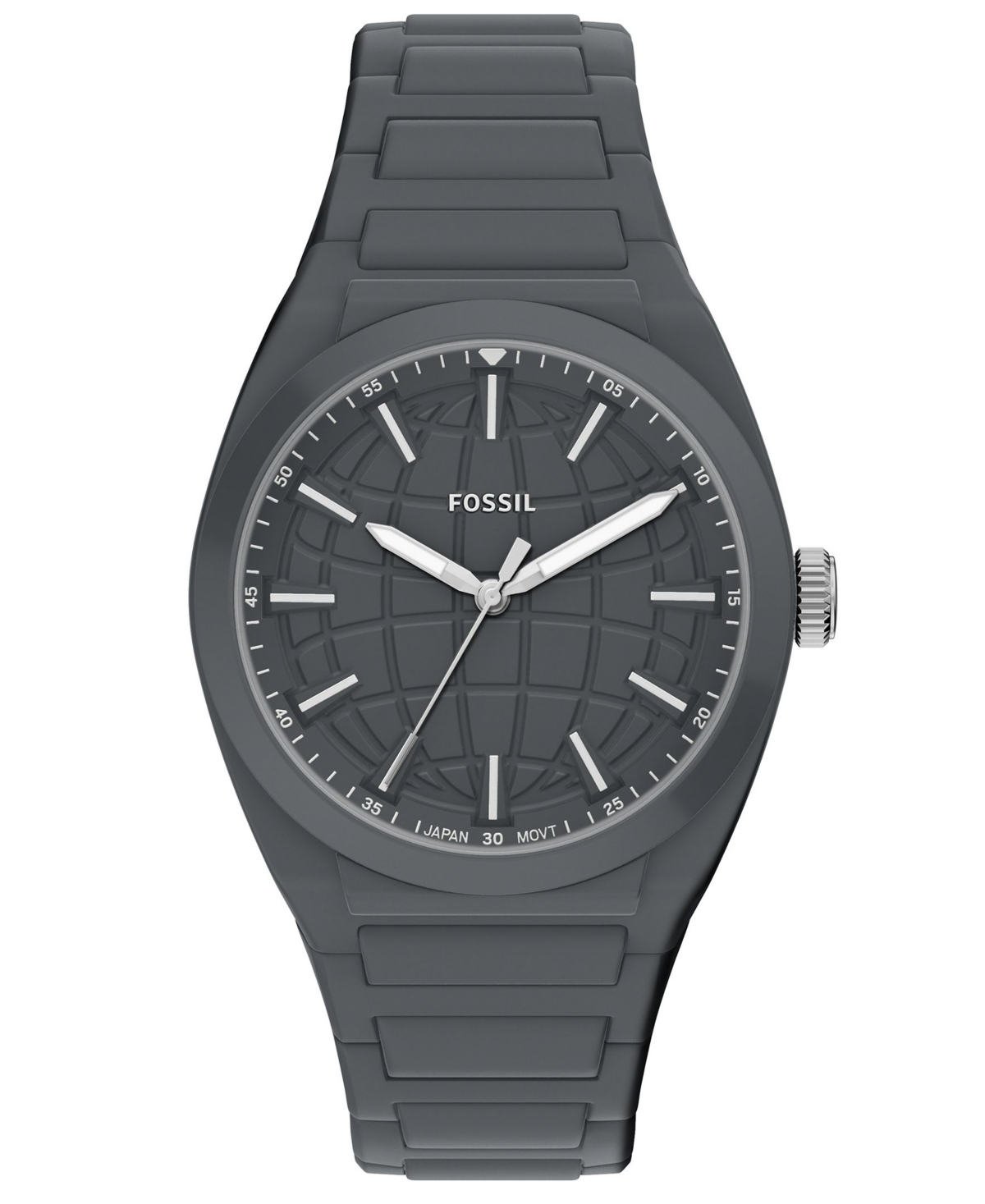Click here for Fossil Mens Everett Three-Hand Gray Silicone Watch... prices