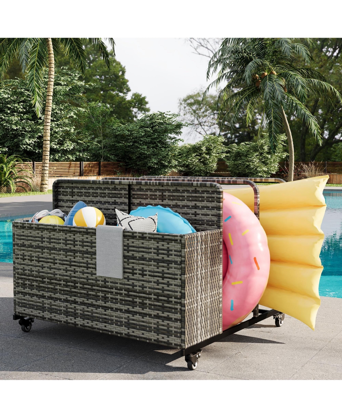 Click here for gaomon All-Weather Outdoor Wicker Rattan Pool Stor... prices