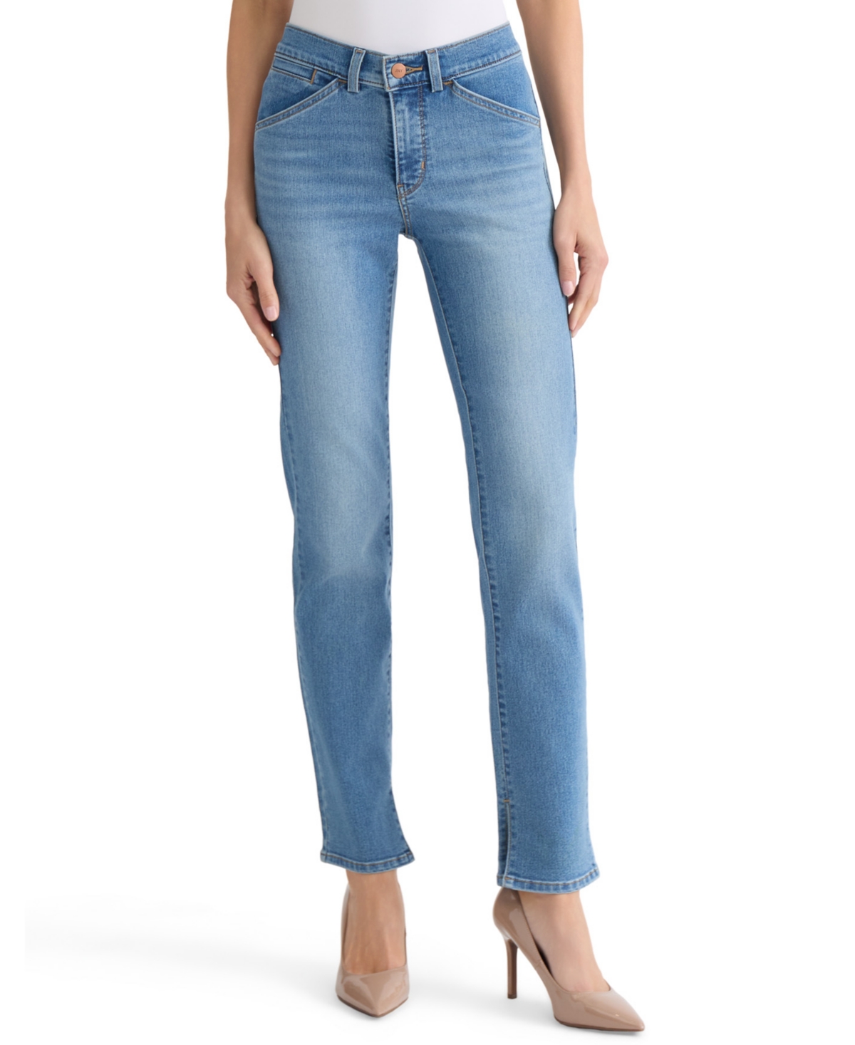 Click here for Jones New York Plus Size Mid-Rise Slim Jeans - Cov... prices