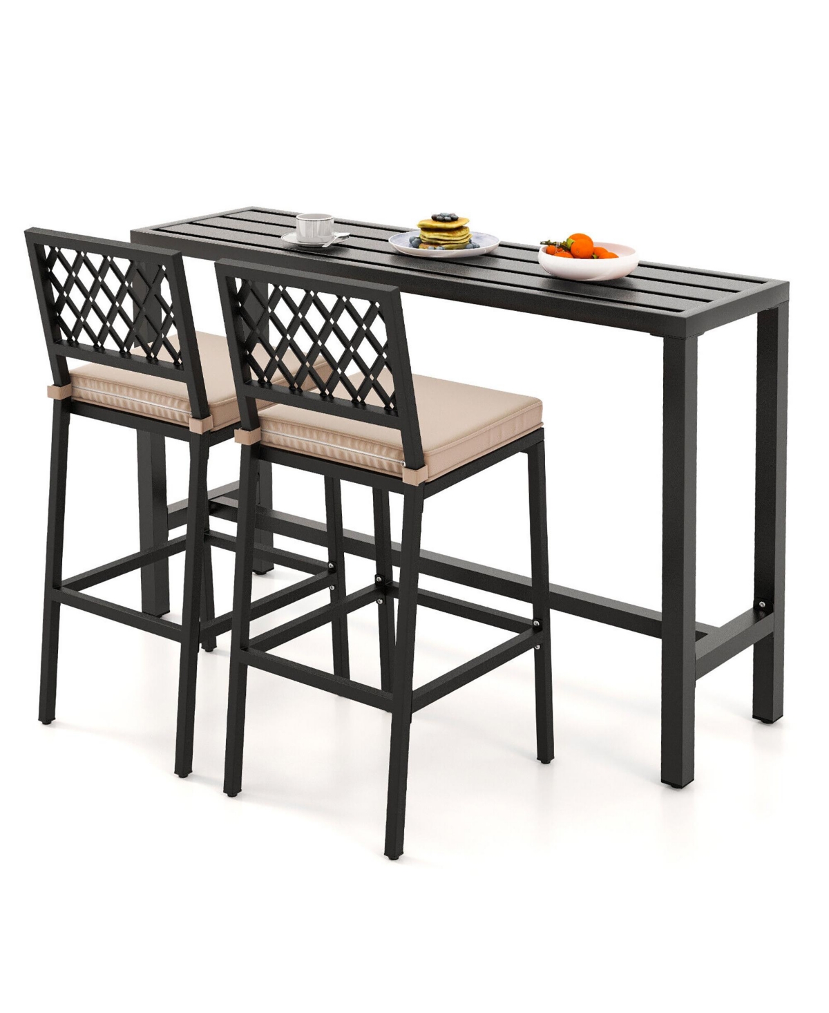 Click here for Gymax 3PCS Outdoor Metal Bar Table and Chairs Set... prices