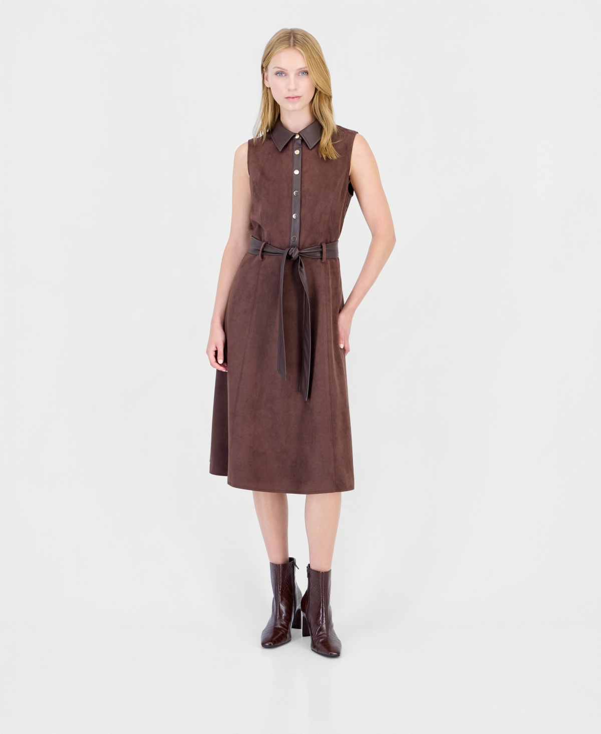Click here for T Tahari Womens Fit-and-Flare Collared Sleeveless... prices