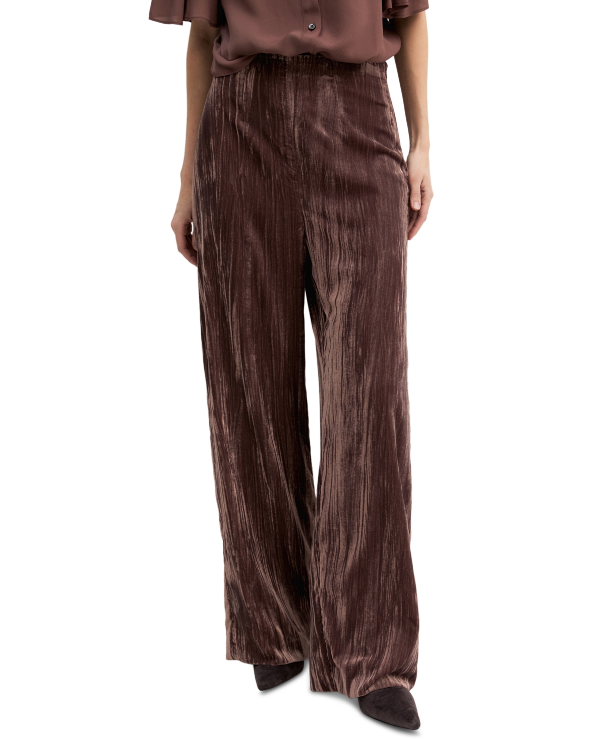 Click here for Emme Marella Emmcrisma Crackle Velvet Pants - Brow... prices