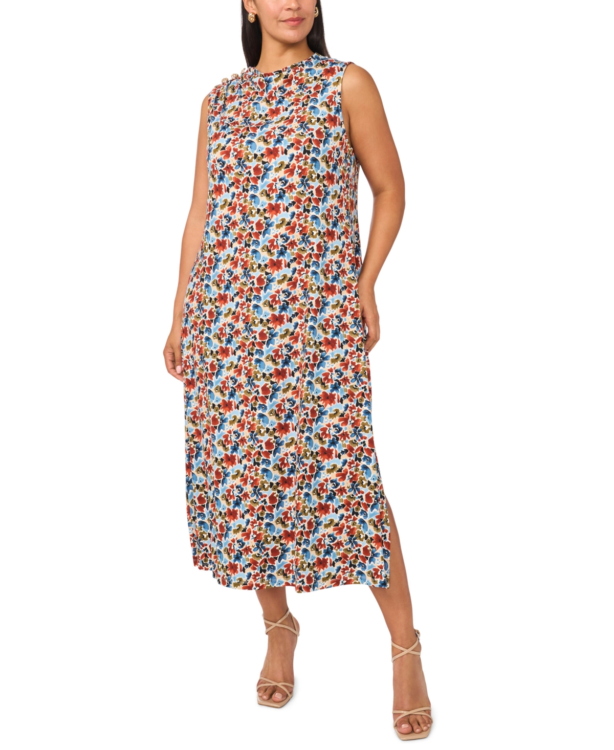 Click here for Vince Camuto Plus Size Mock Neck Pleated Midi Dres... prices