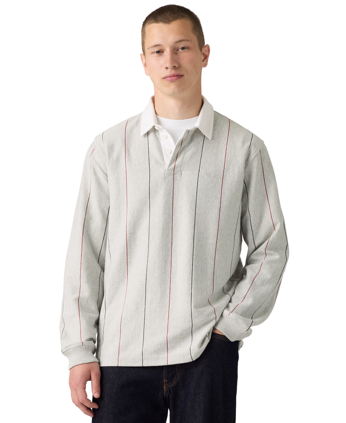 Click here for Levis Mens Union Rugby Long-Sleeve Polo Shirt - Li... prices